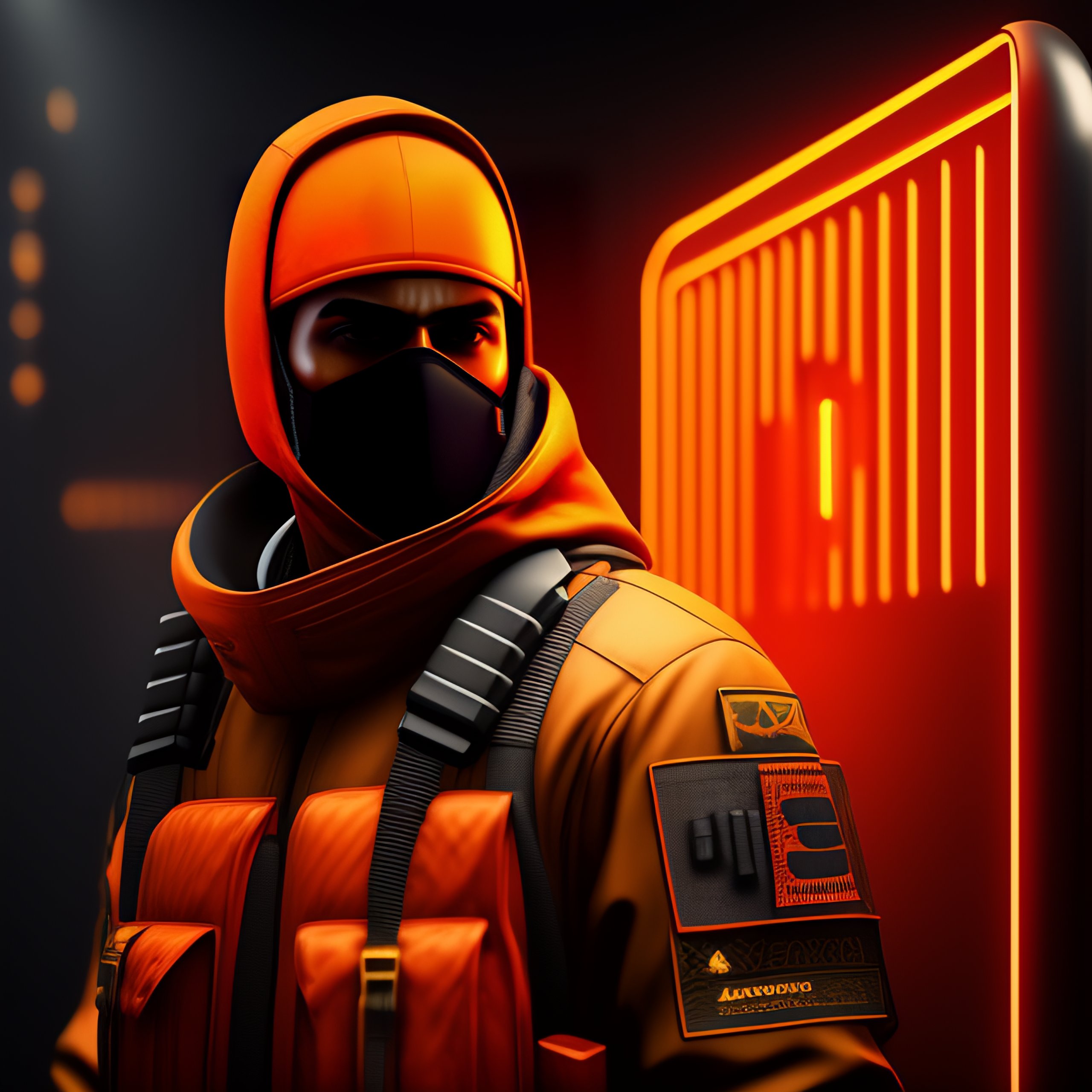Lexica - CS-GO man terrorist skin, hollographic orange details color ...