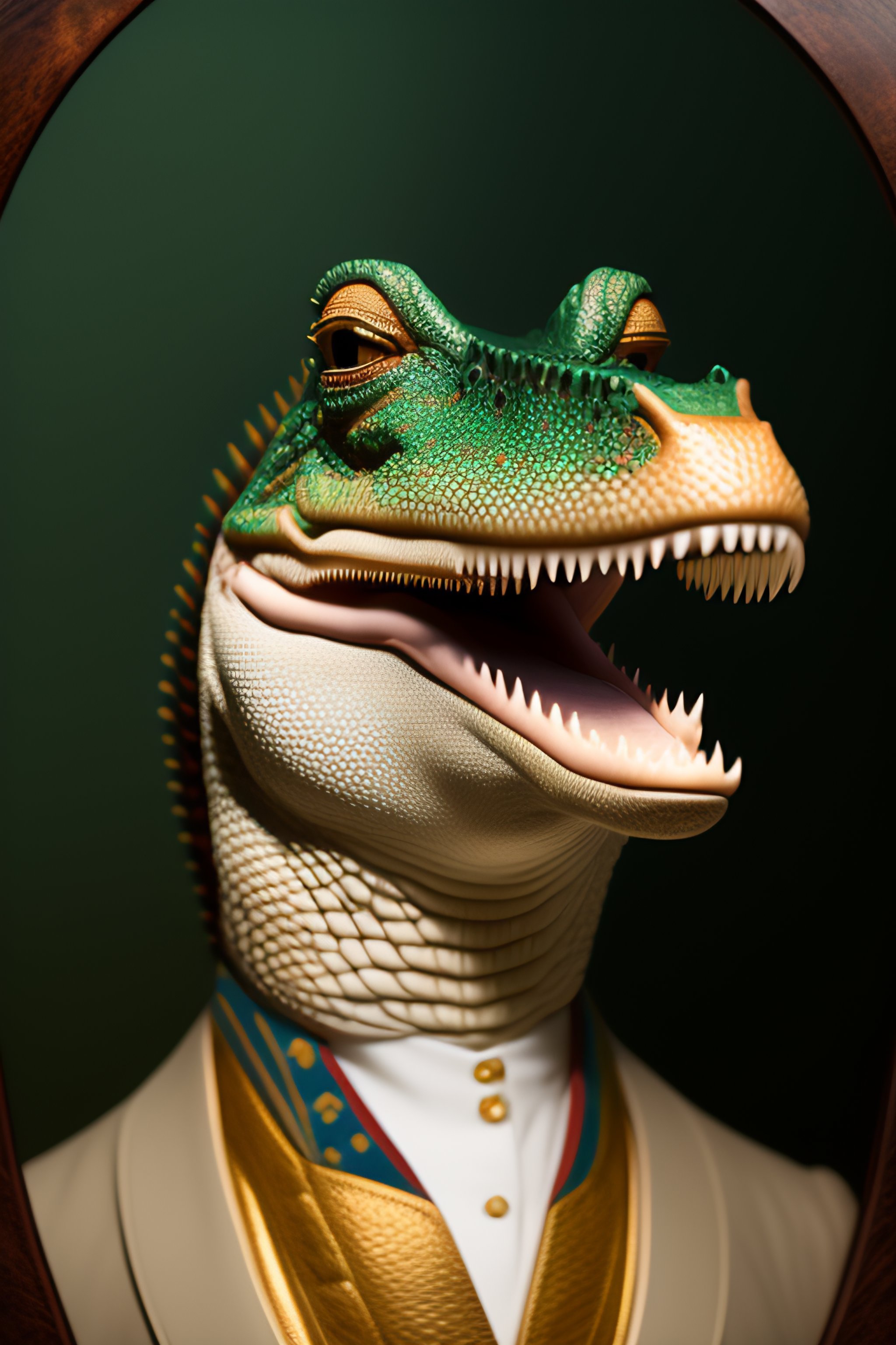 Lexica - A portrait of an anthropomorphic alligator