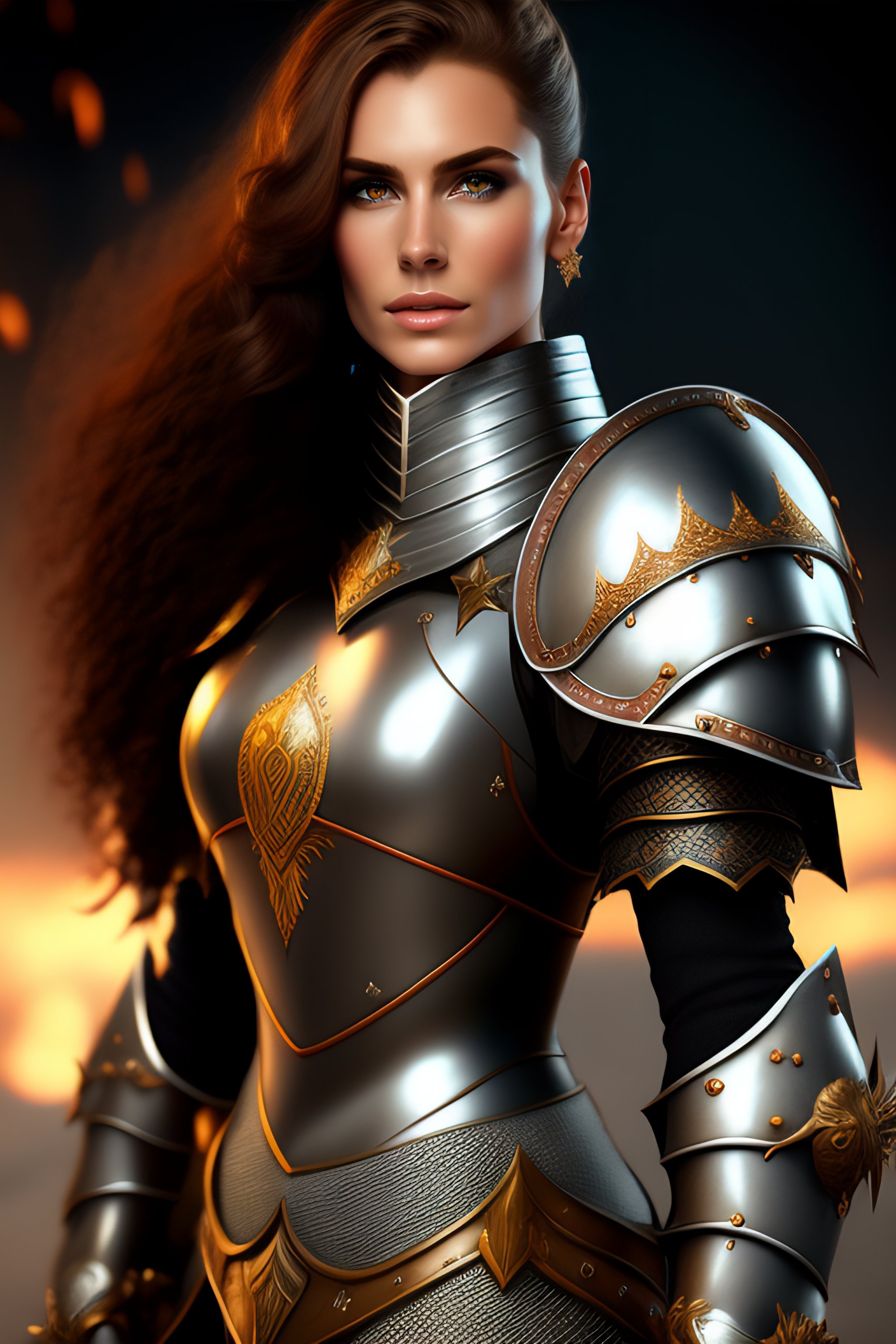 Lexica - Portrait of a female knight, cute, metal bikini, really nice ...