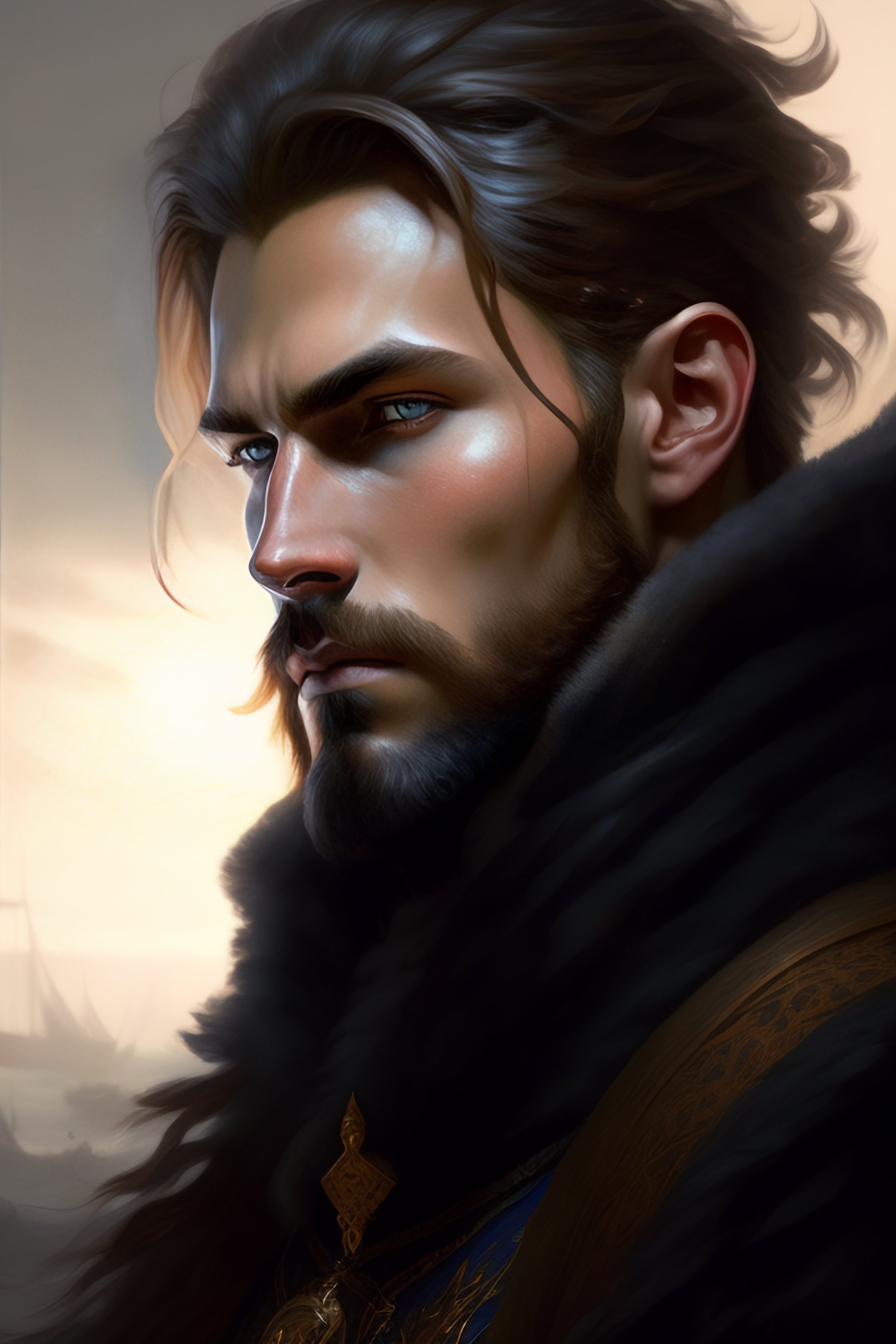 Lexica - Medieval portrait of a nordic man sharp features, grim, cold ...