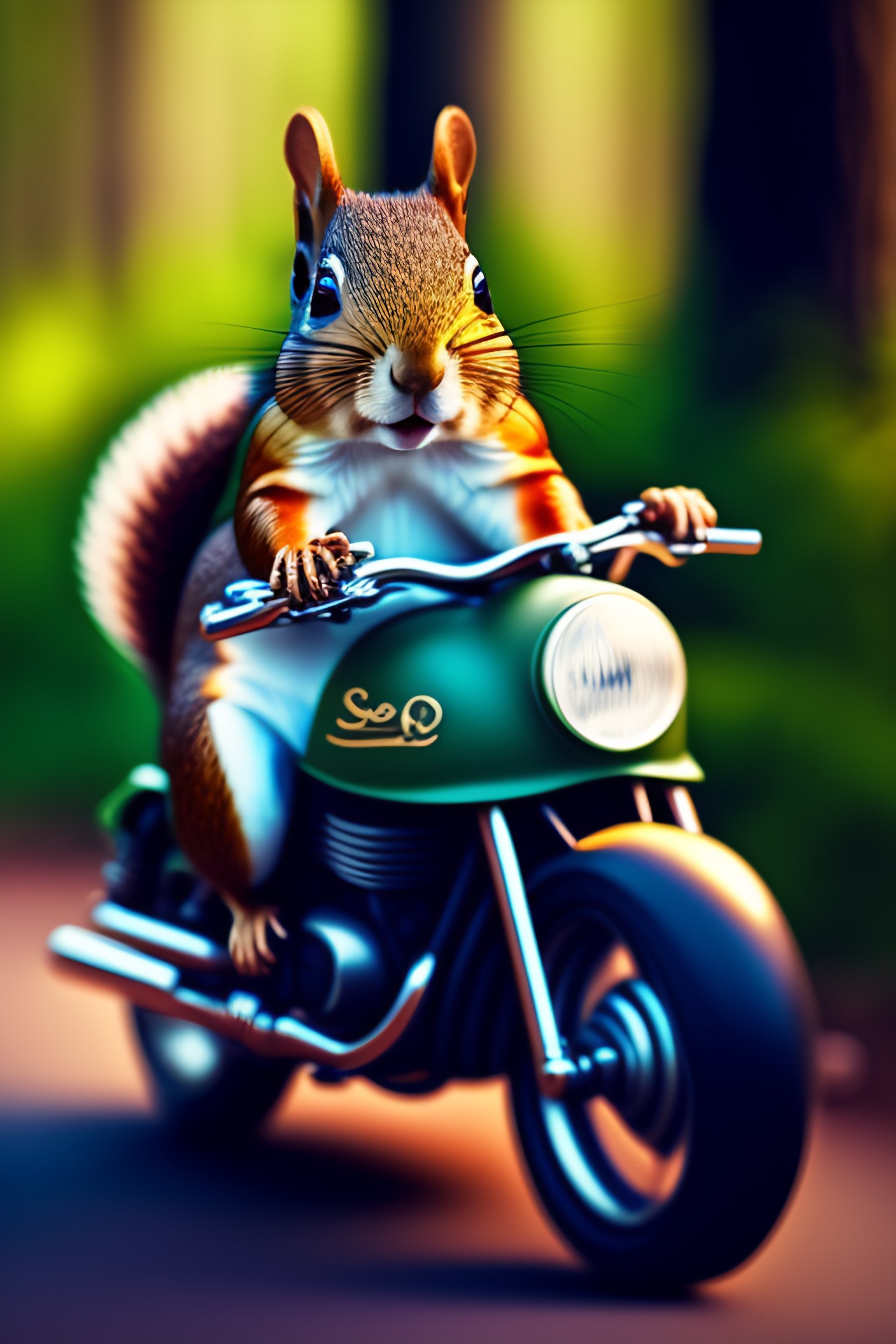 Lexica - Picture of a squirrel riding motorcycle