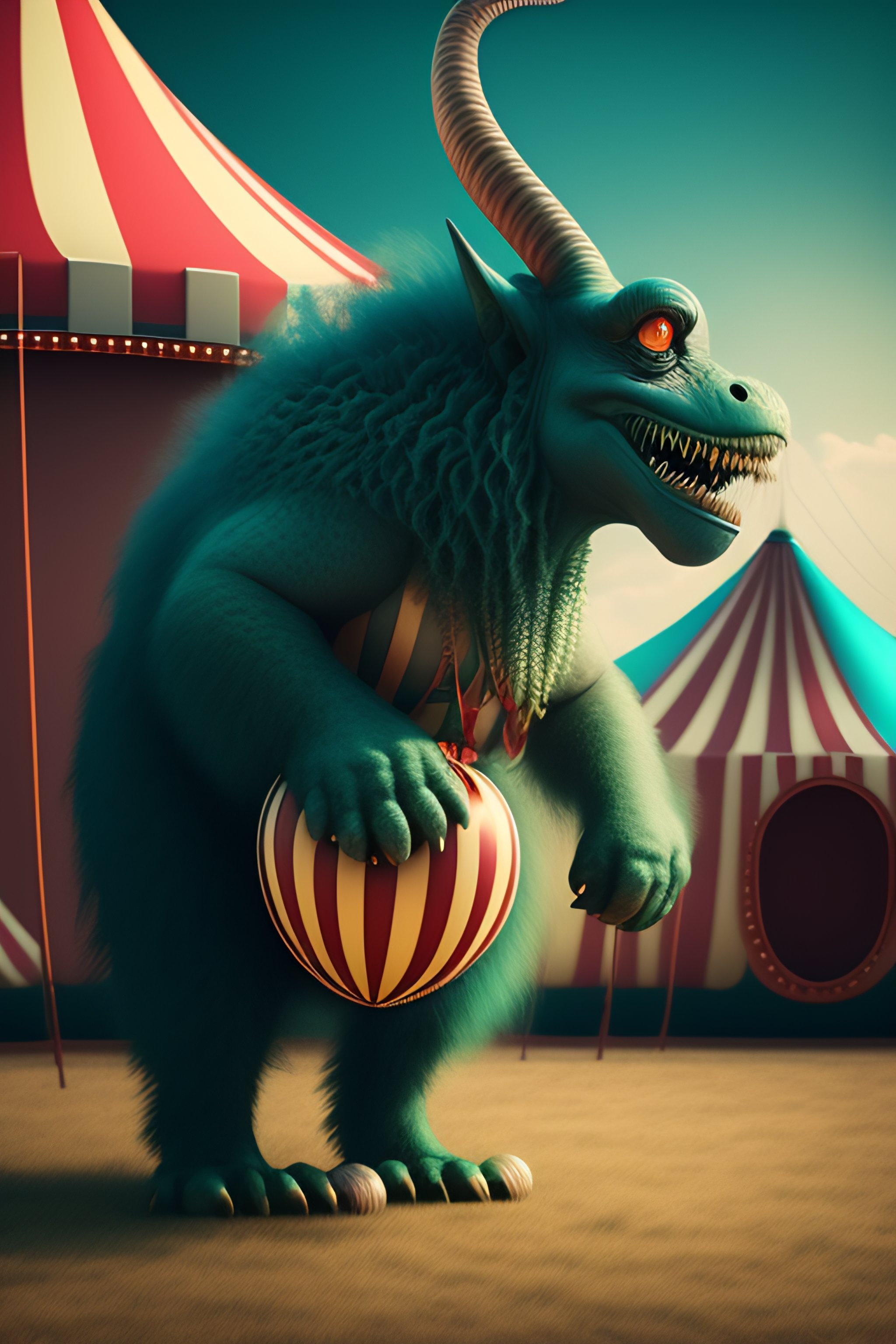 Lexica - Circus vintage ,monster,alien ,CGI,C4D