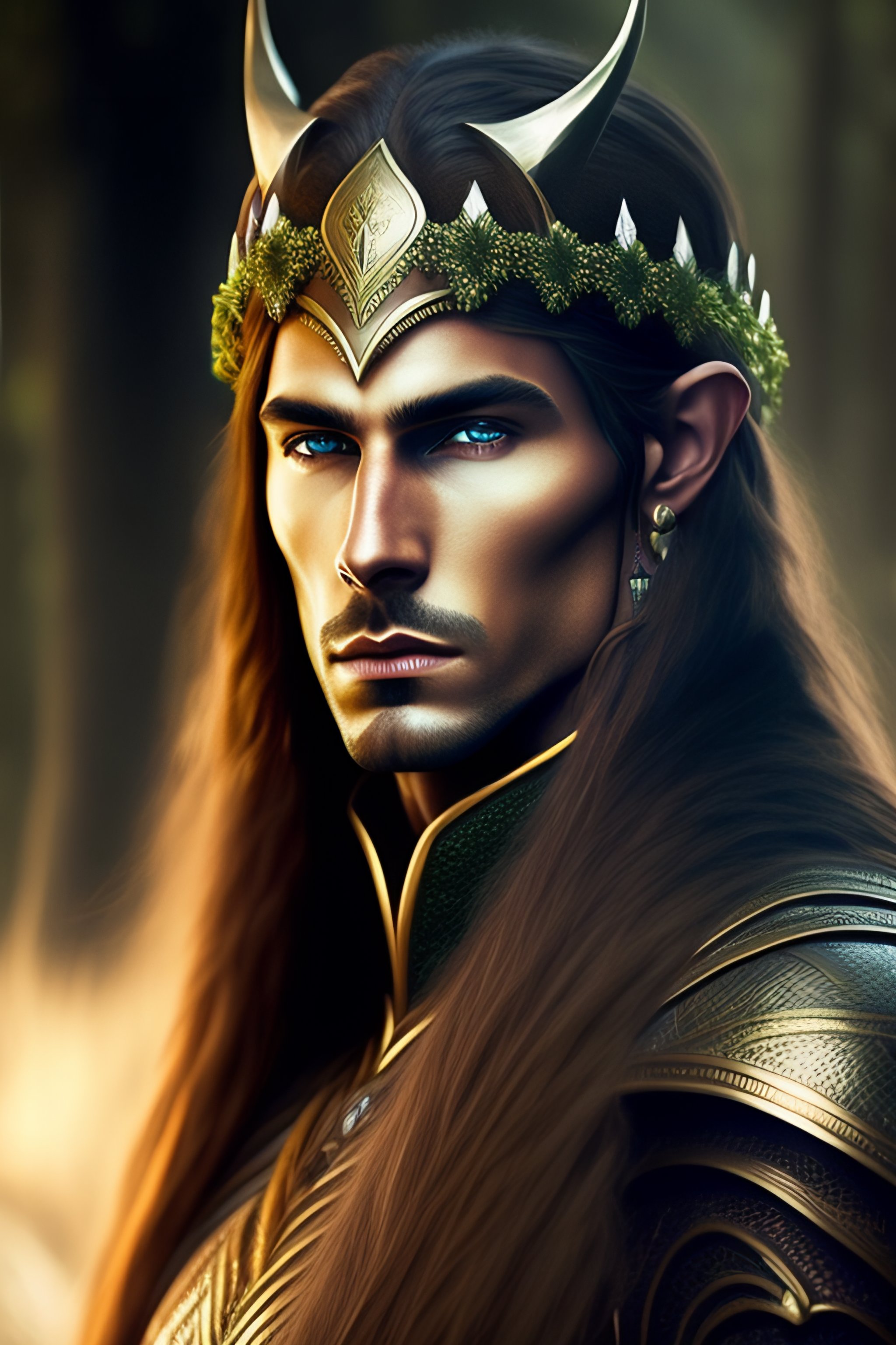 Lexica - Male slender muscular elven ranger with long hair in front of ...