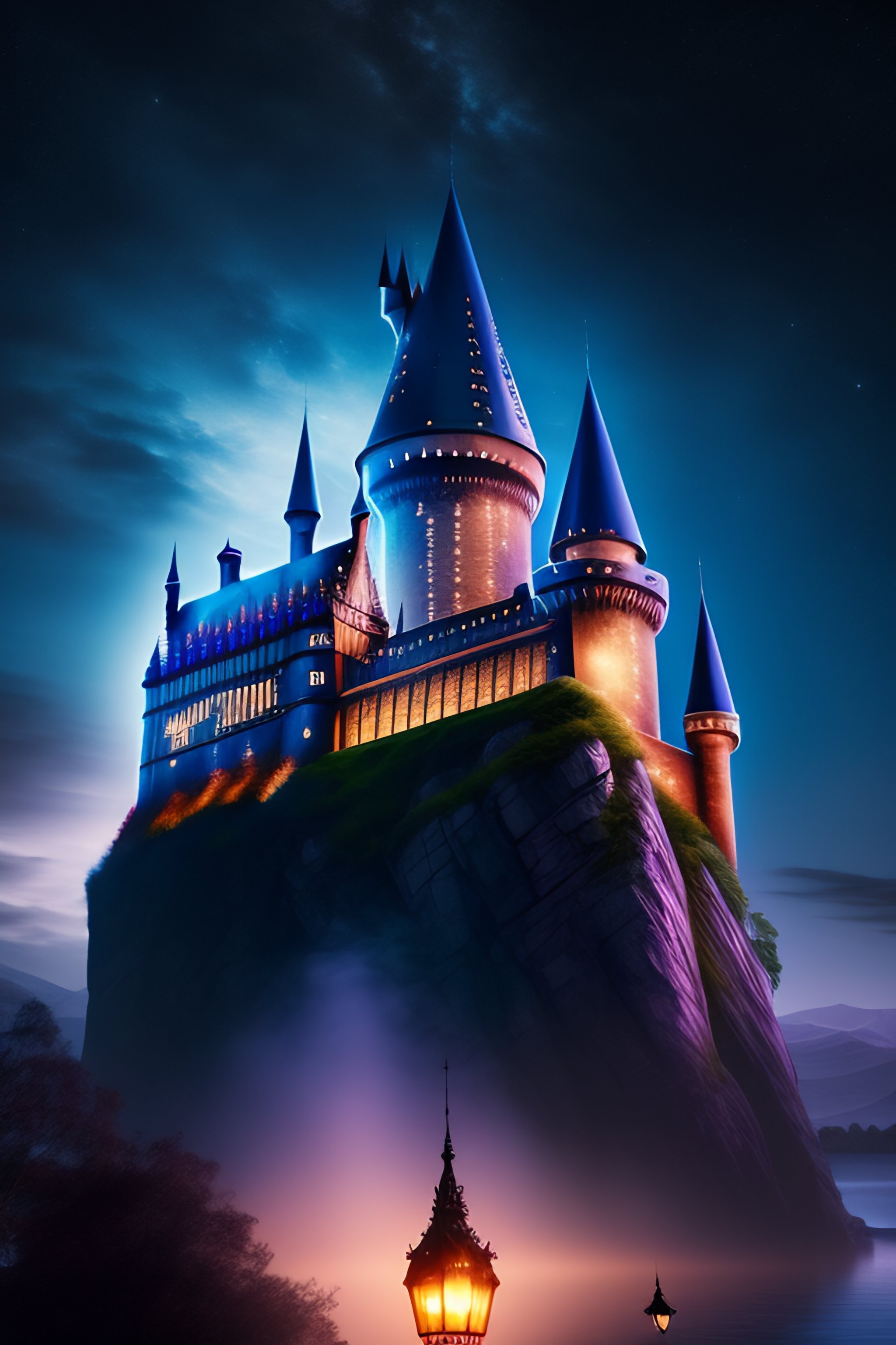 Lexica - A beautiful picture of Hogwarts castle during night, hiper ...