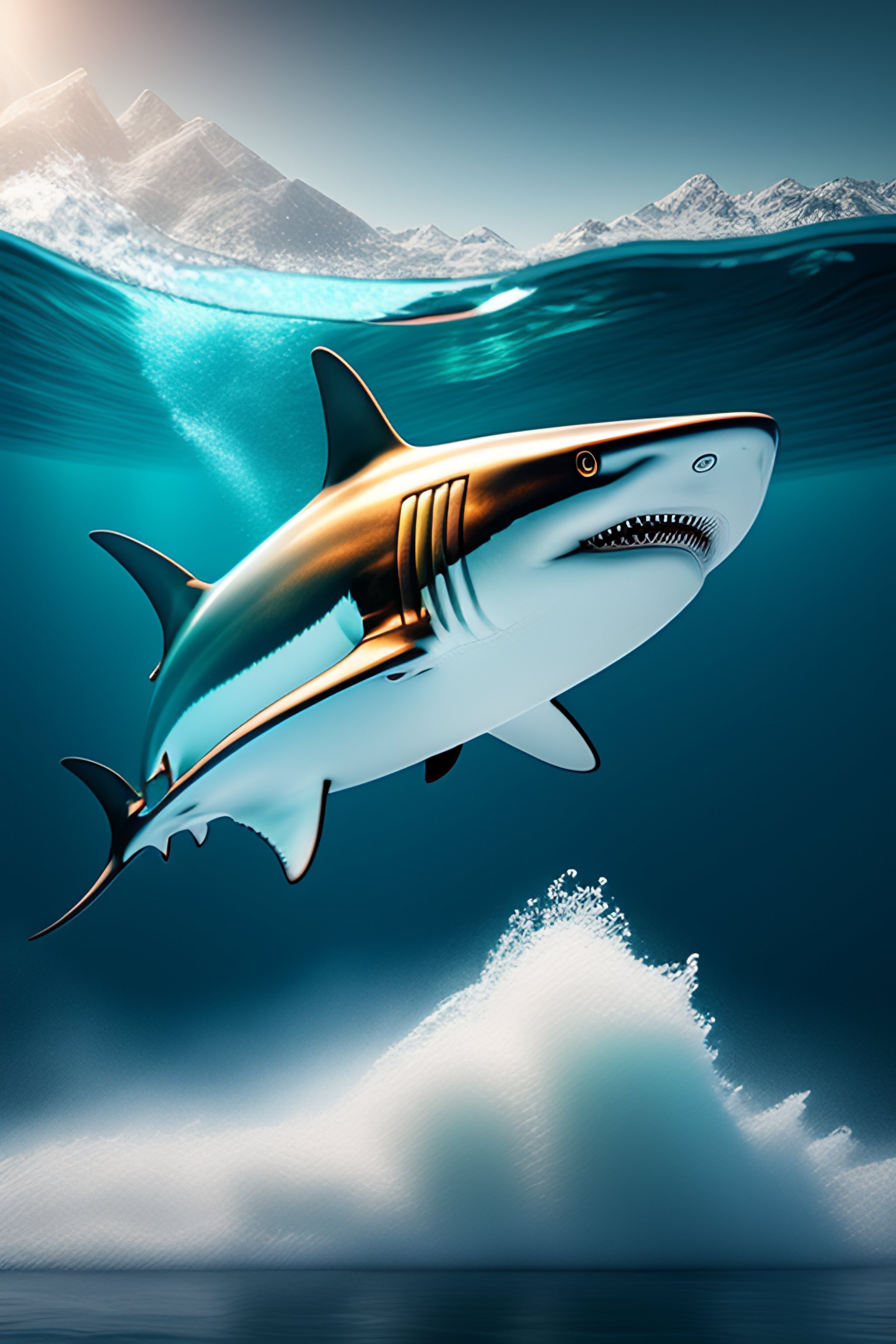 Lexica - Realistic, 8k, sharp, shark in the water