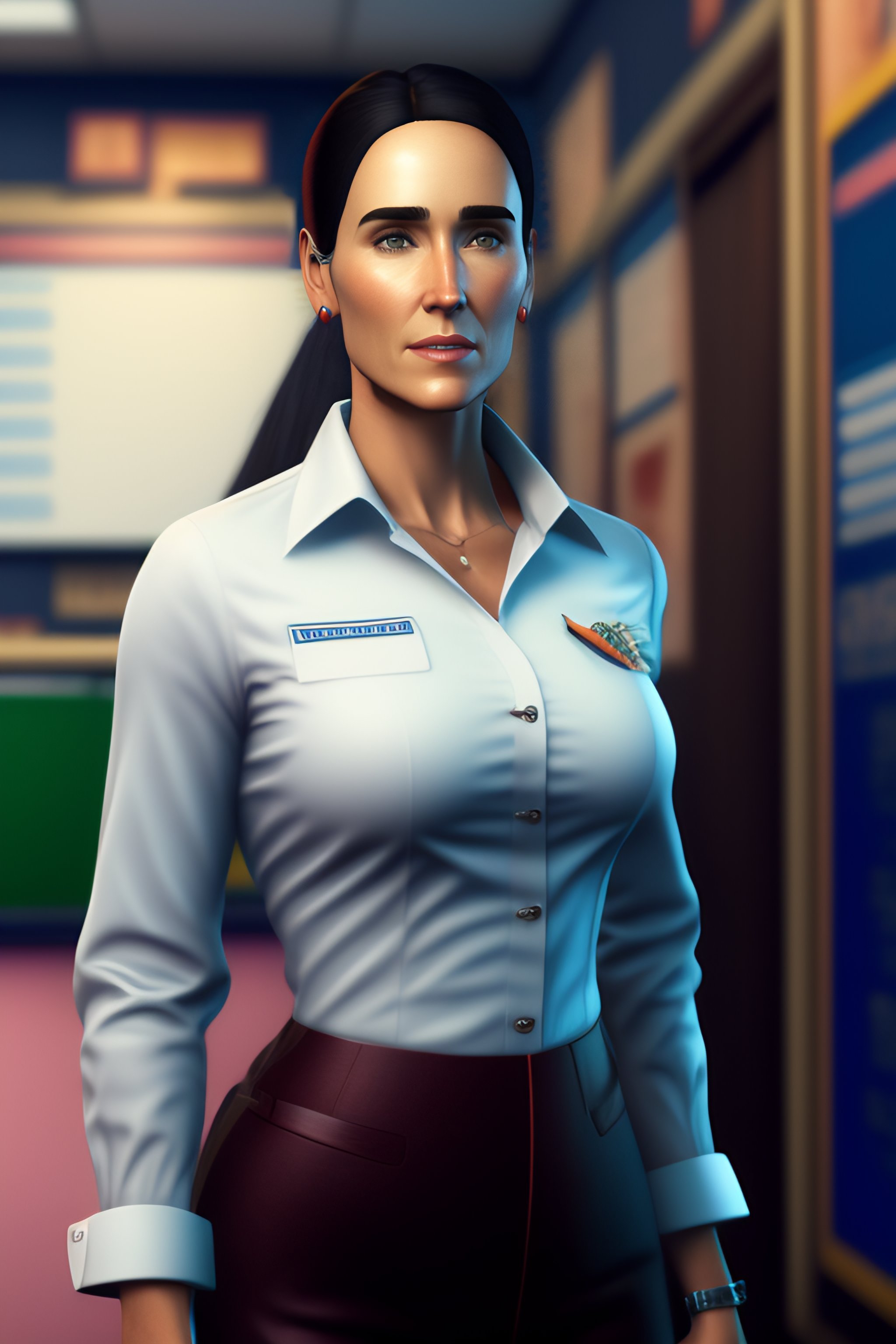 Lexica - Jennifer Connelly as a beautiful school teacher, wearing tight ...