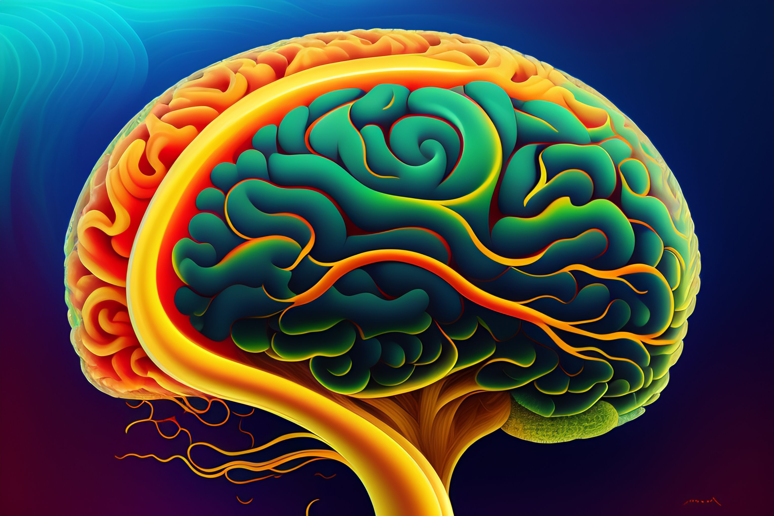 Lexica - Vann gogh style paint of a brain with tentacles