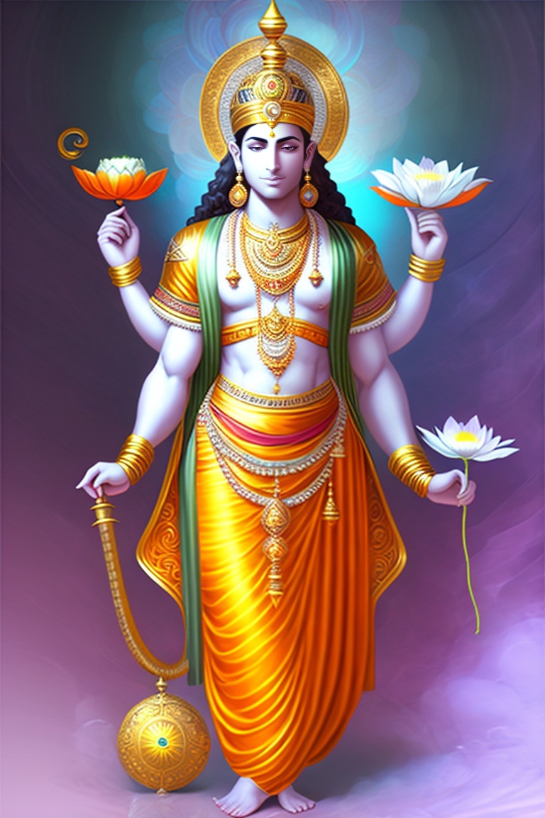 Lexica - Photorealistic of a beautiful god Vishnu, male, ethereal ...