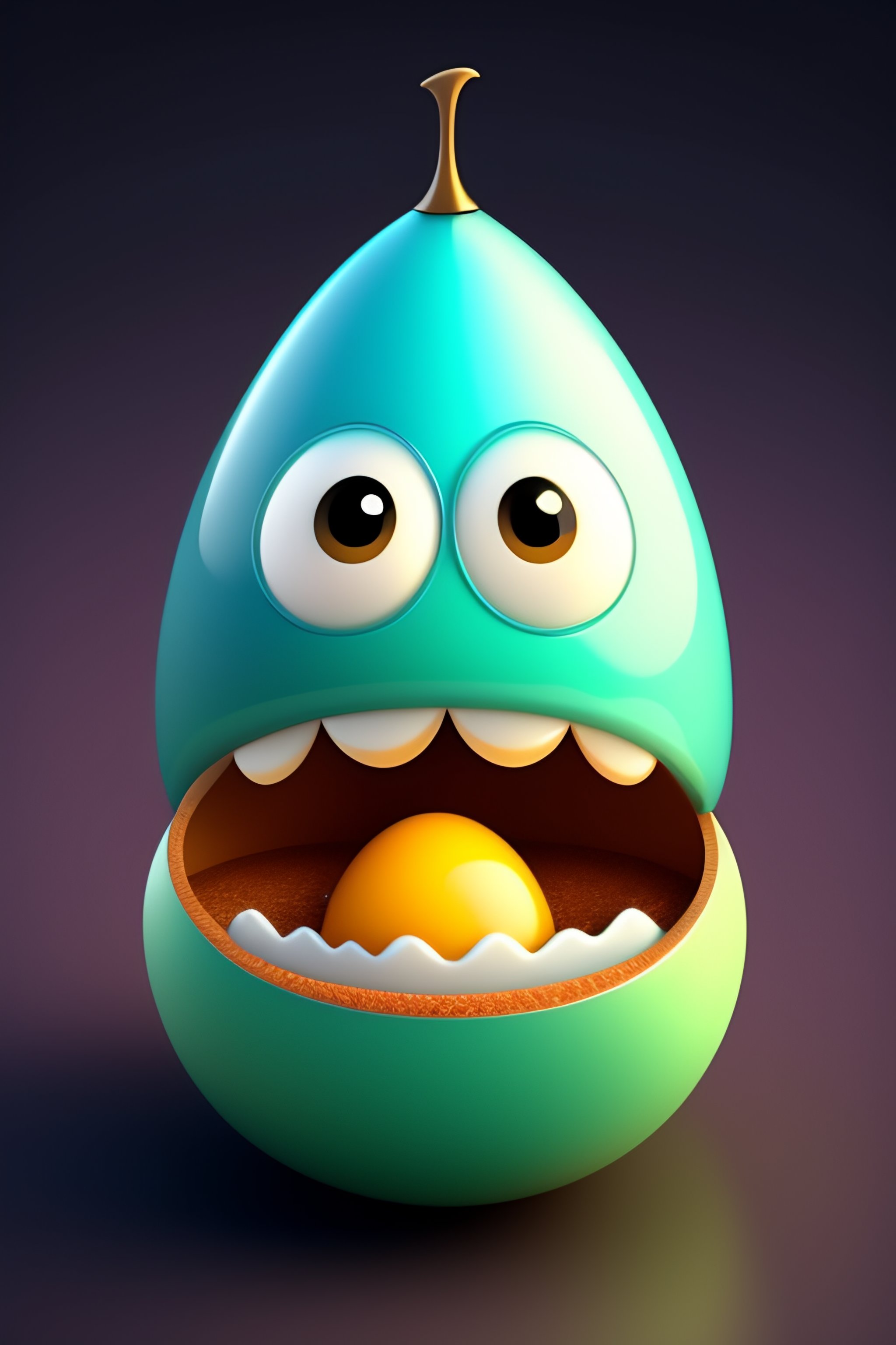 Lexica - Cute monster hatching from egg, cartoon