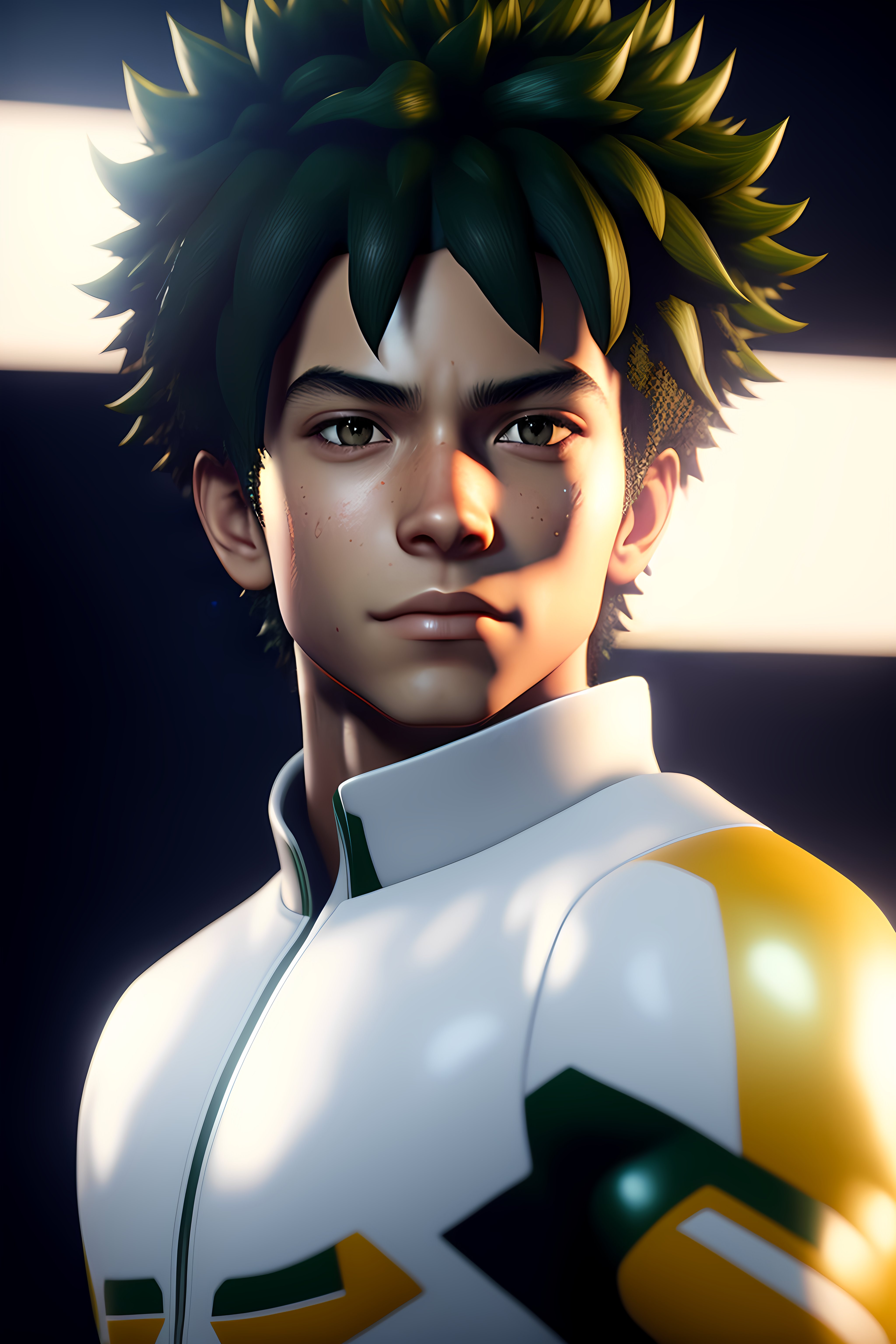 Lexica - White Izuku Midoriya from my hero academia , hyper realistic, octane rendering, unreal ...