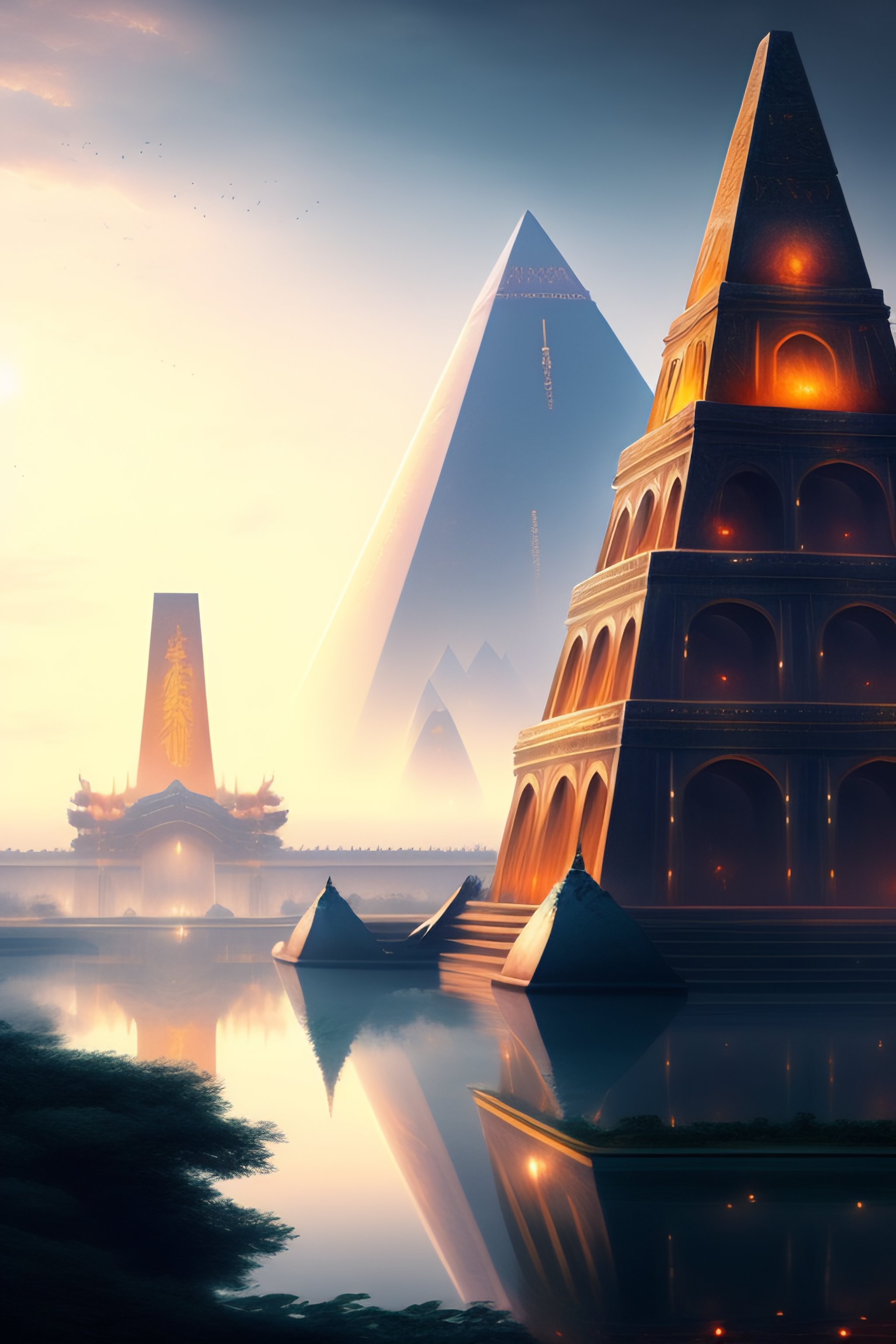 Lexica - A very distant view of one single white glowing magical great ...