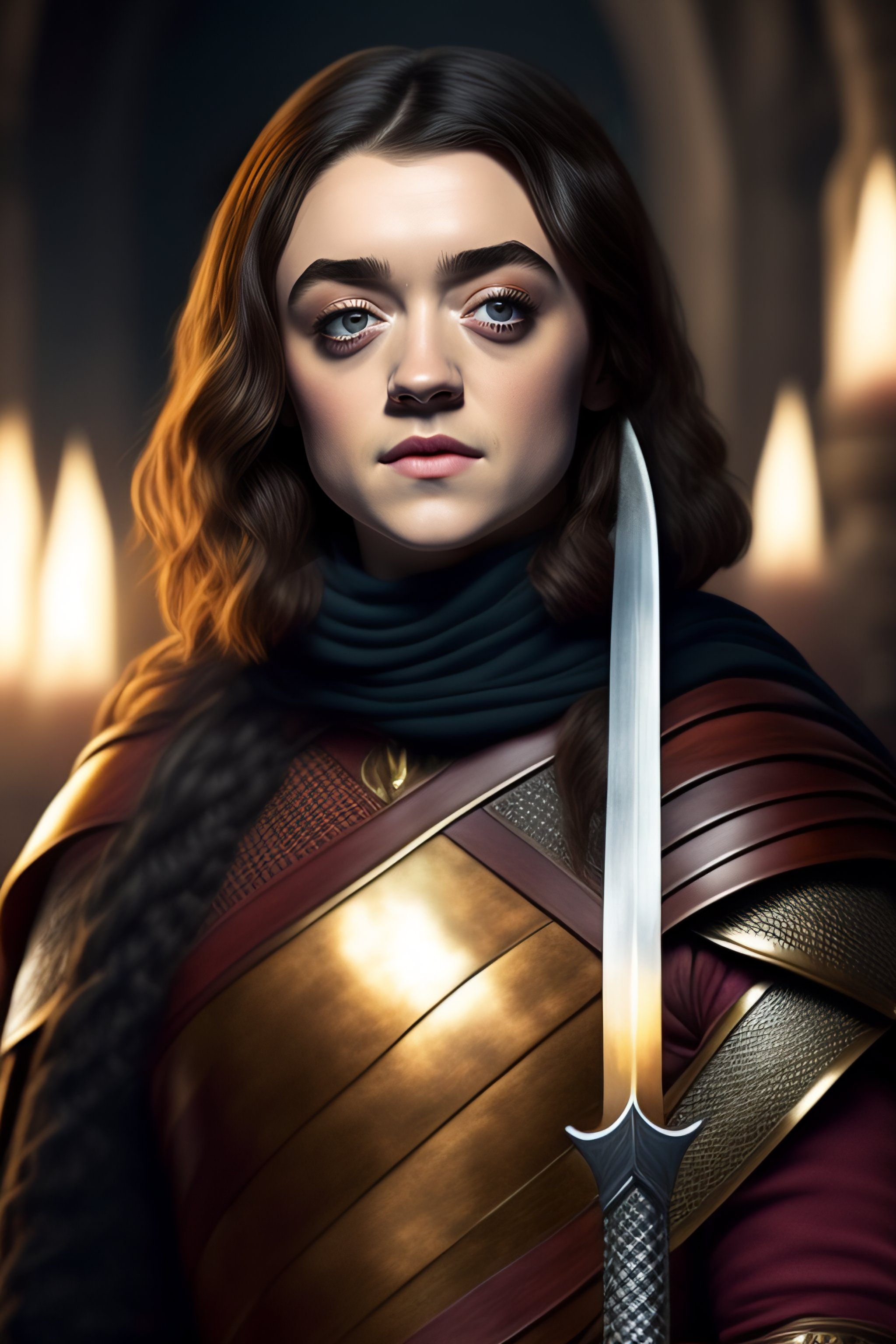 Lexica - Maisie Williams, as arya stark, holding the The Sword of Omens ...