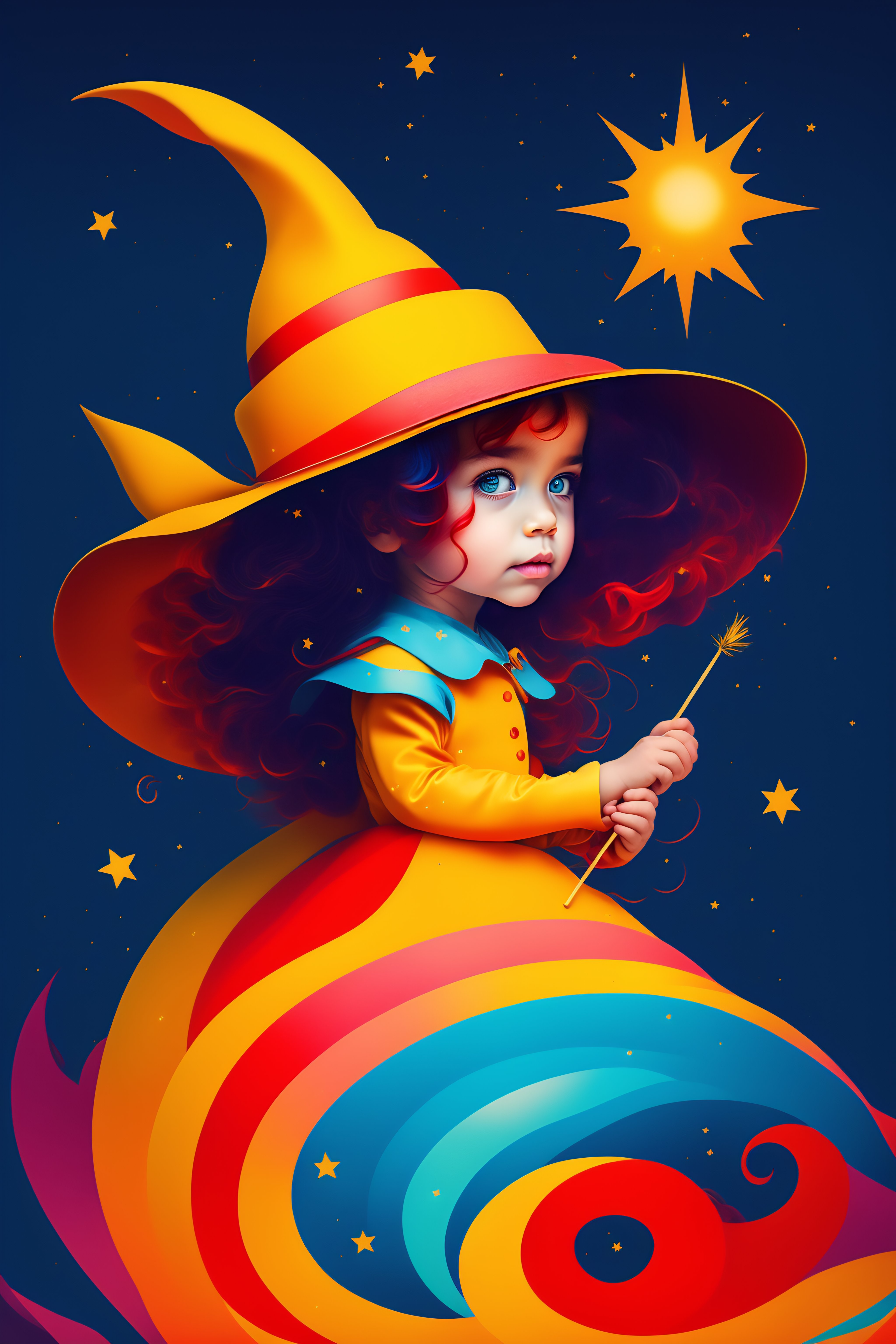 Lexica - Little witch explosion of primary color