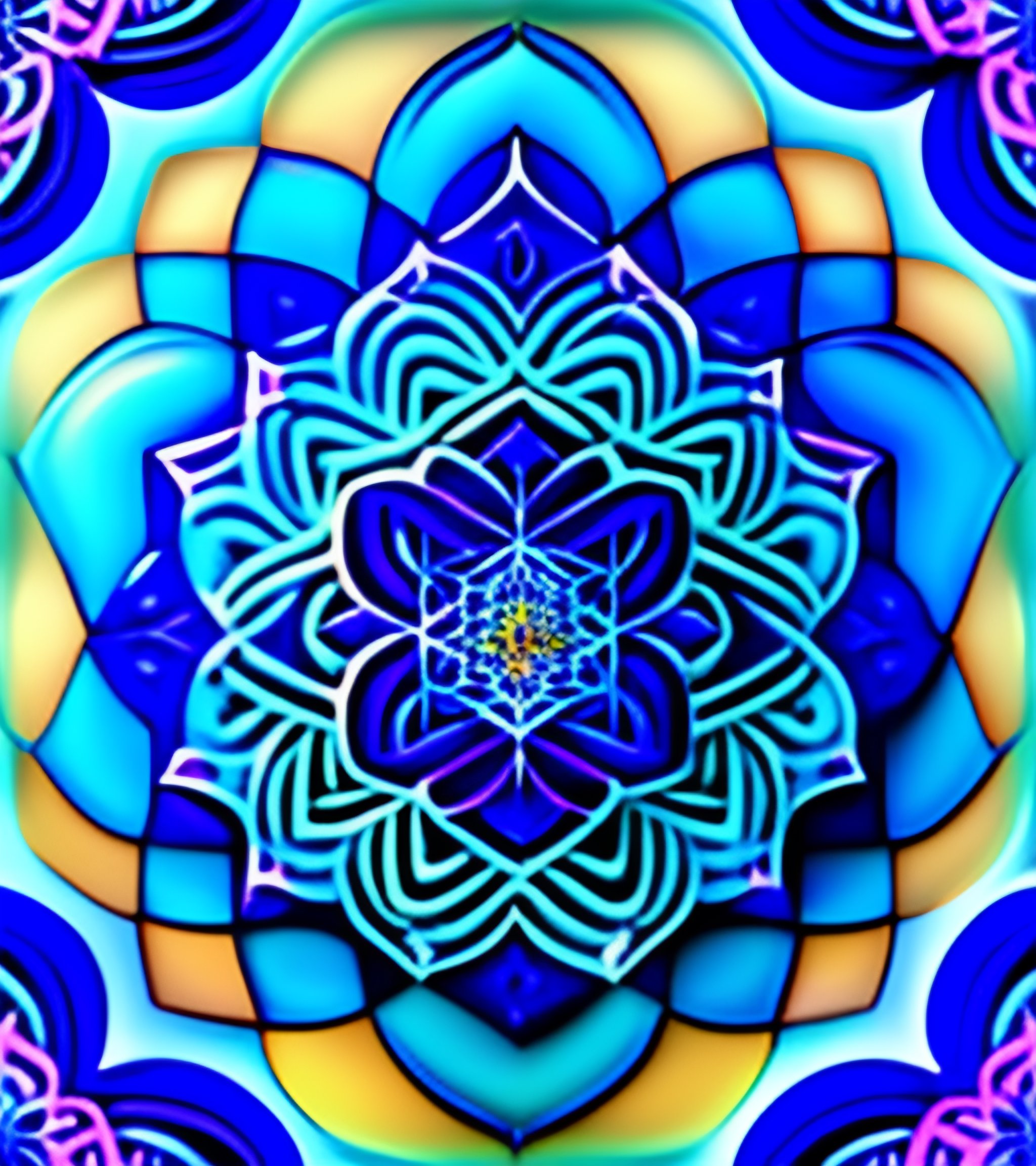 Lexica - 2d blue avatar humanoid drawing psychedelic, 2d flat, mandala ...