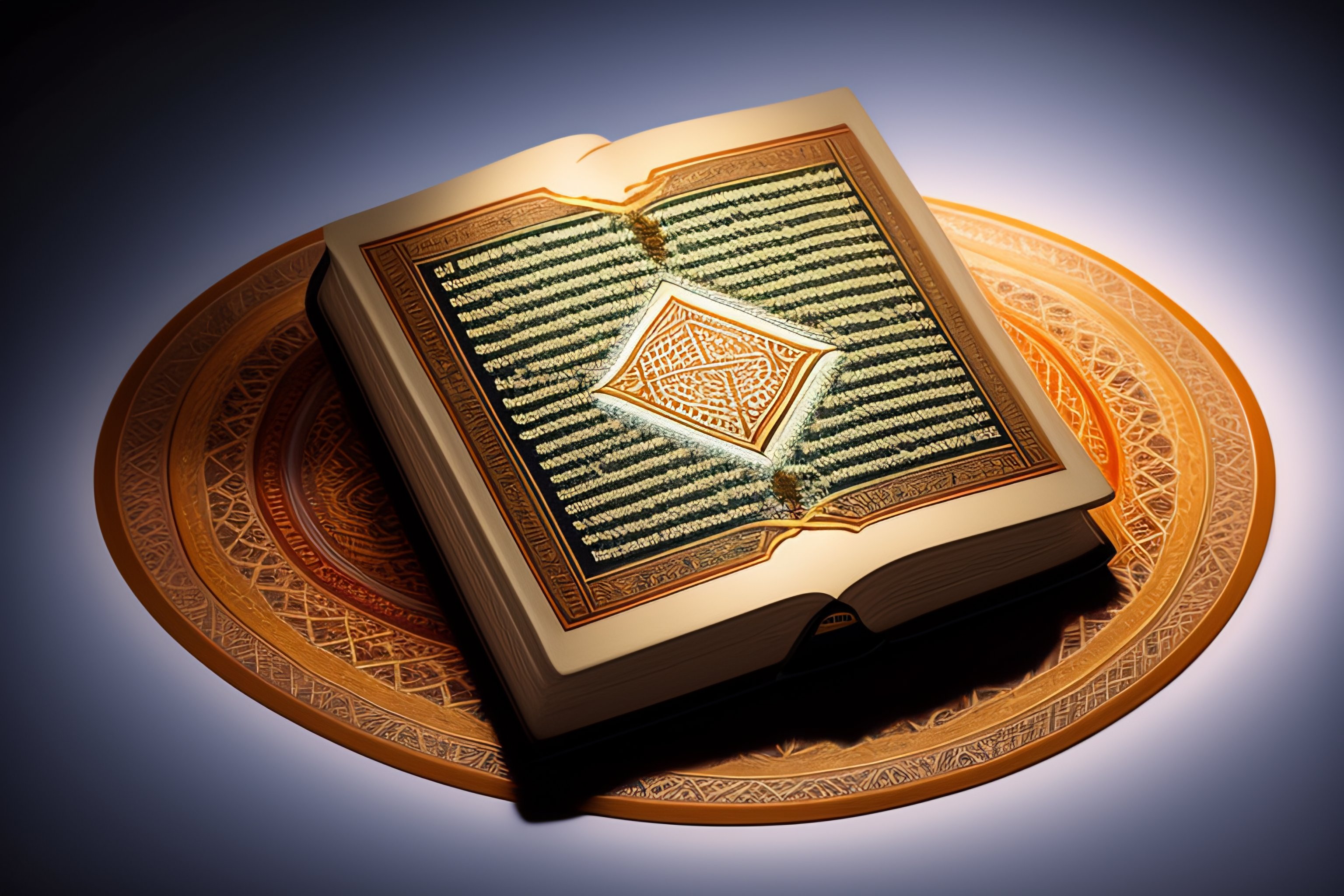 Lexica - Small quran in the center, emitting energy , on a white ...