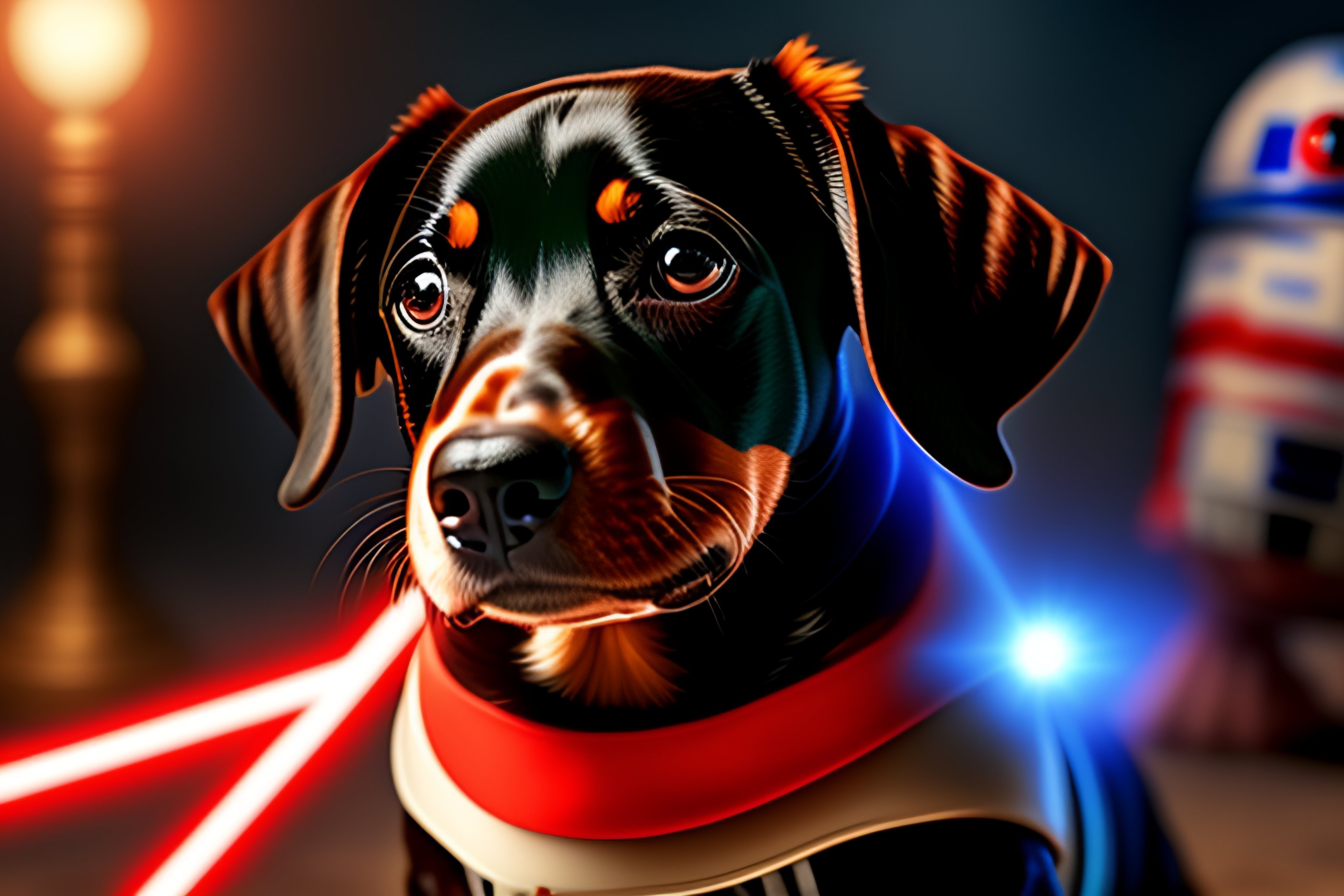 Lexica - Star Wars scene artificial intelligence dog small black and ...