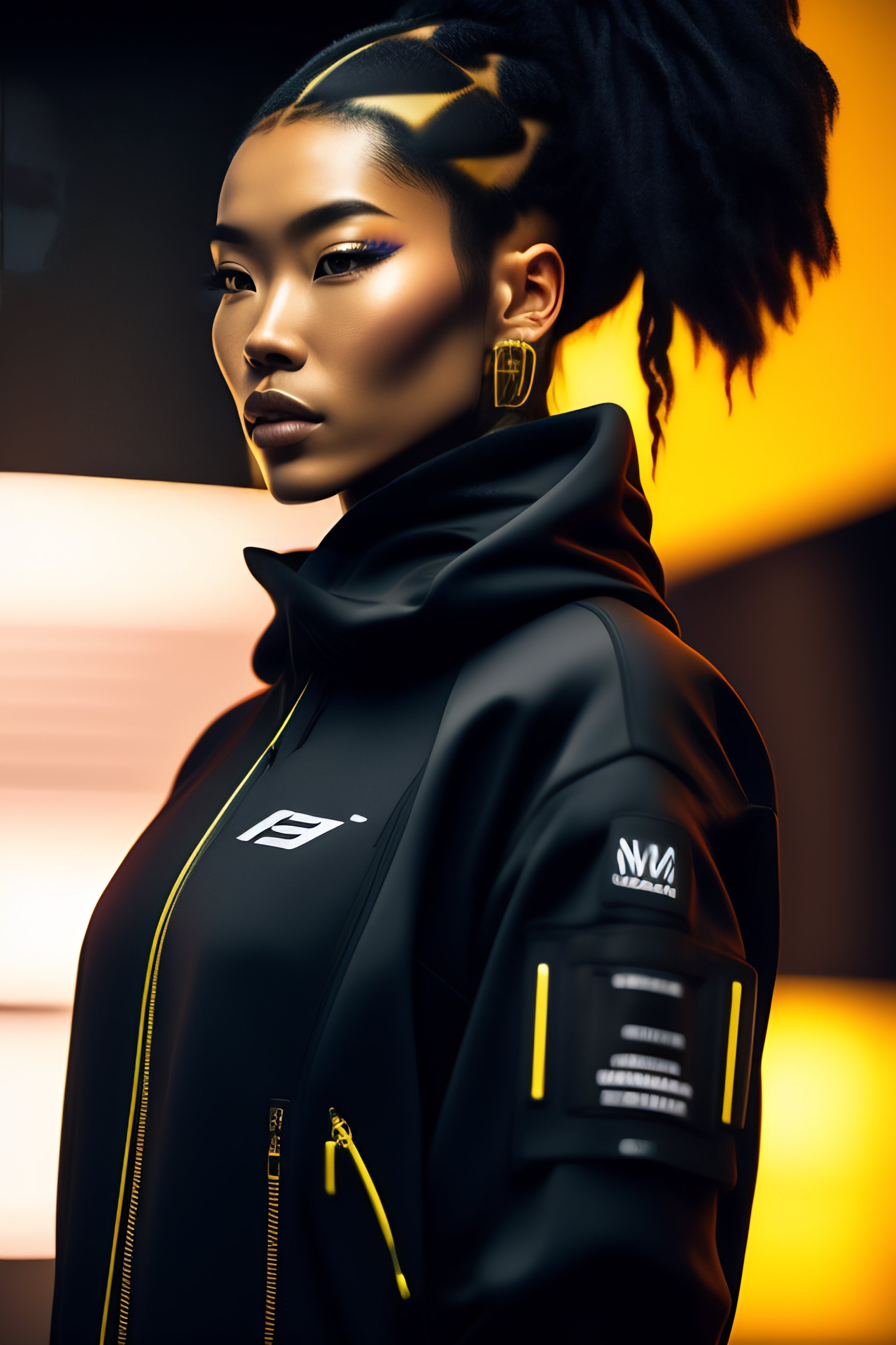 Lexica - Highly detailed black modelCyberpunk techwear streetwear look ...