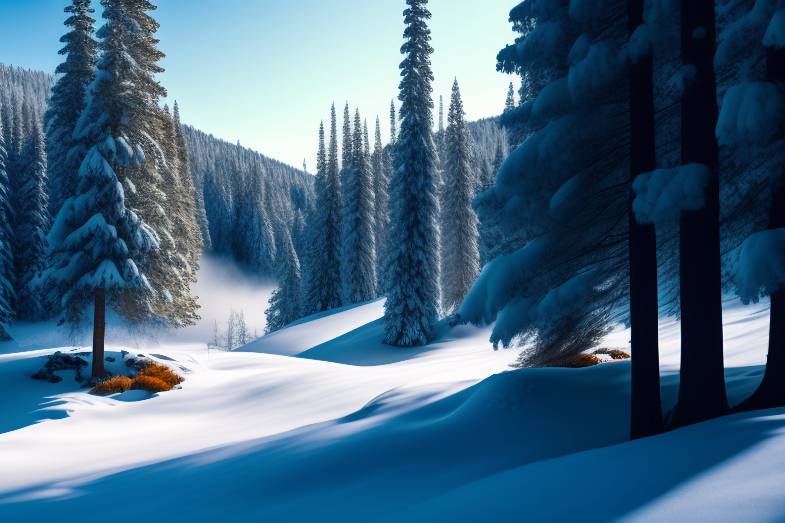 Lexica - Real mountain snow on trees