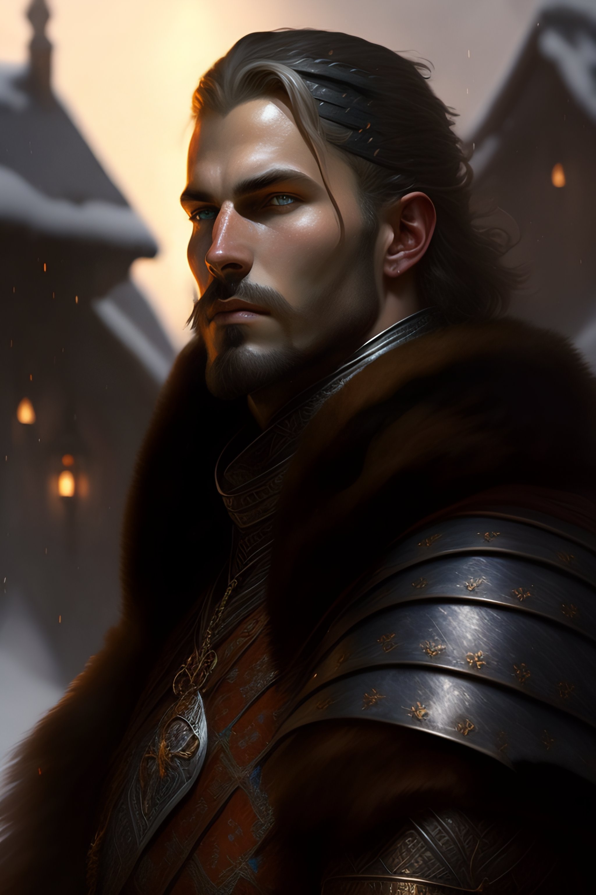 Lexica - Medieval portrait of a nordic man sharp features, grim, cold ...