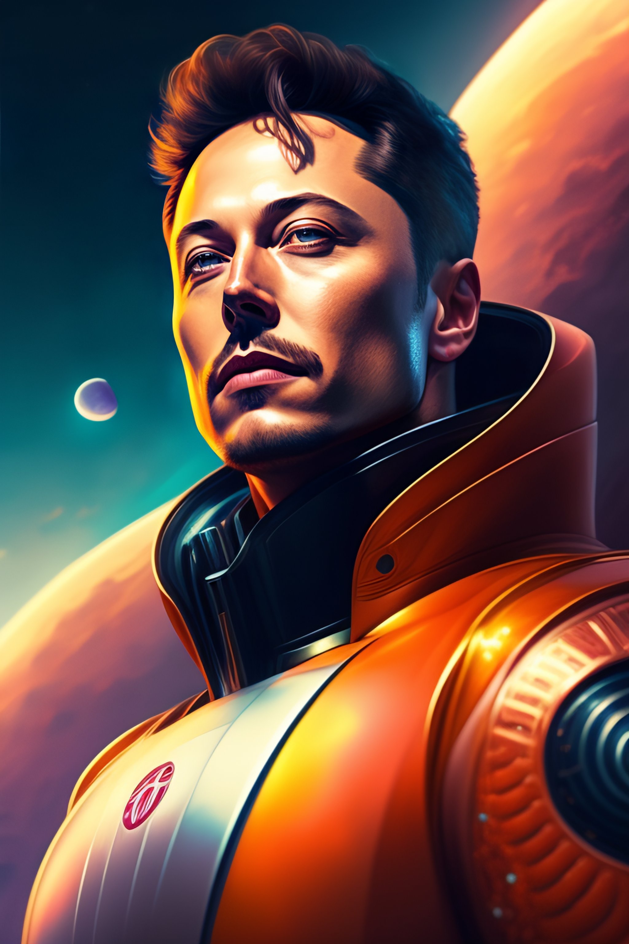 Lexica - Portrait of Elon Musk in a desolate space colony, by Anna ...