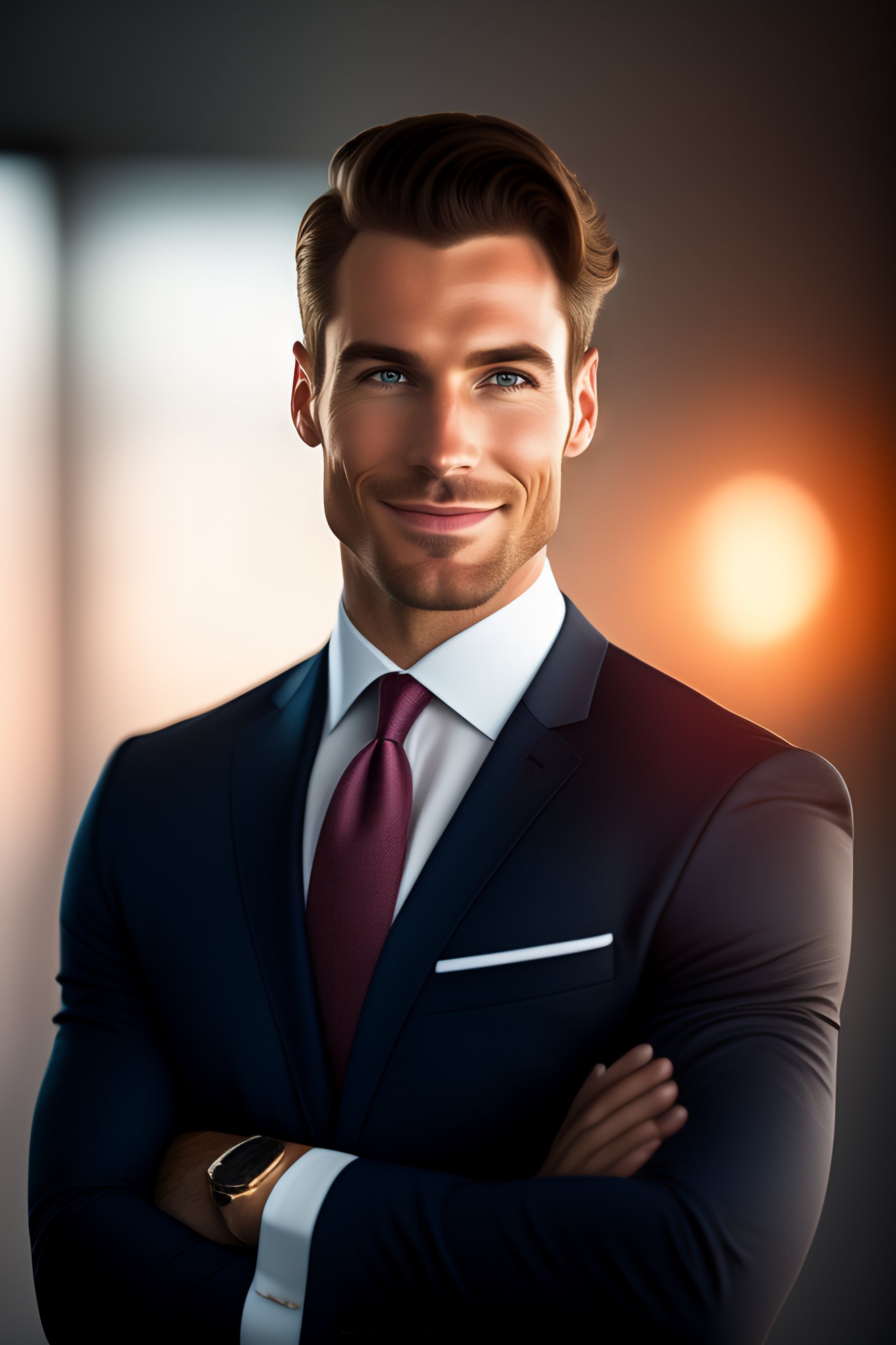 Lexica - A handsome realistic man in a business suit diffused lighting