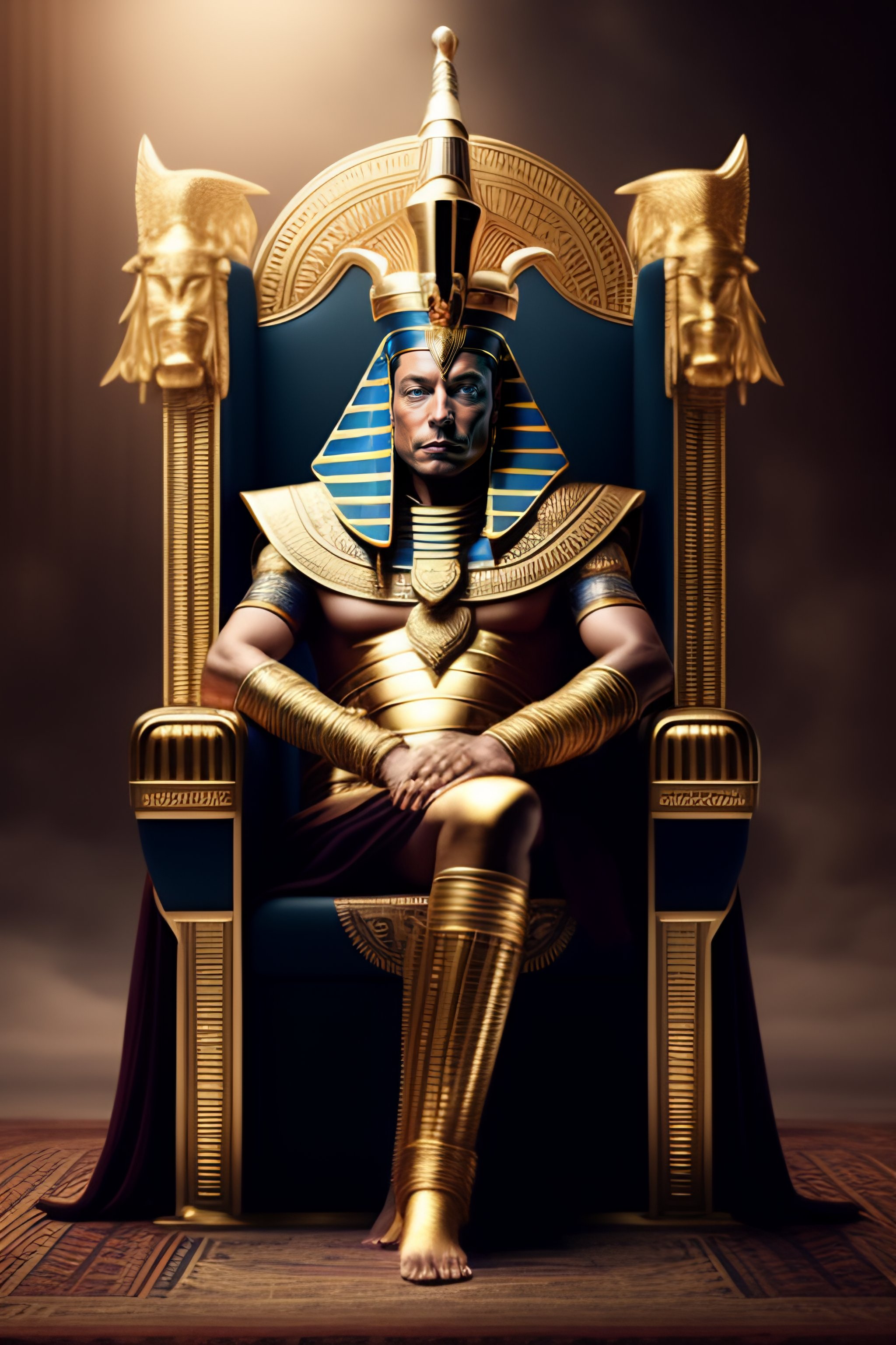 Lexica - Elon dressed as an Egyptian pharaoh sitting on a throne in a ...