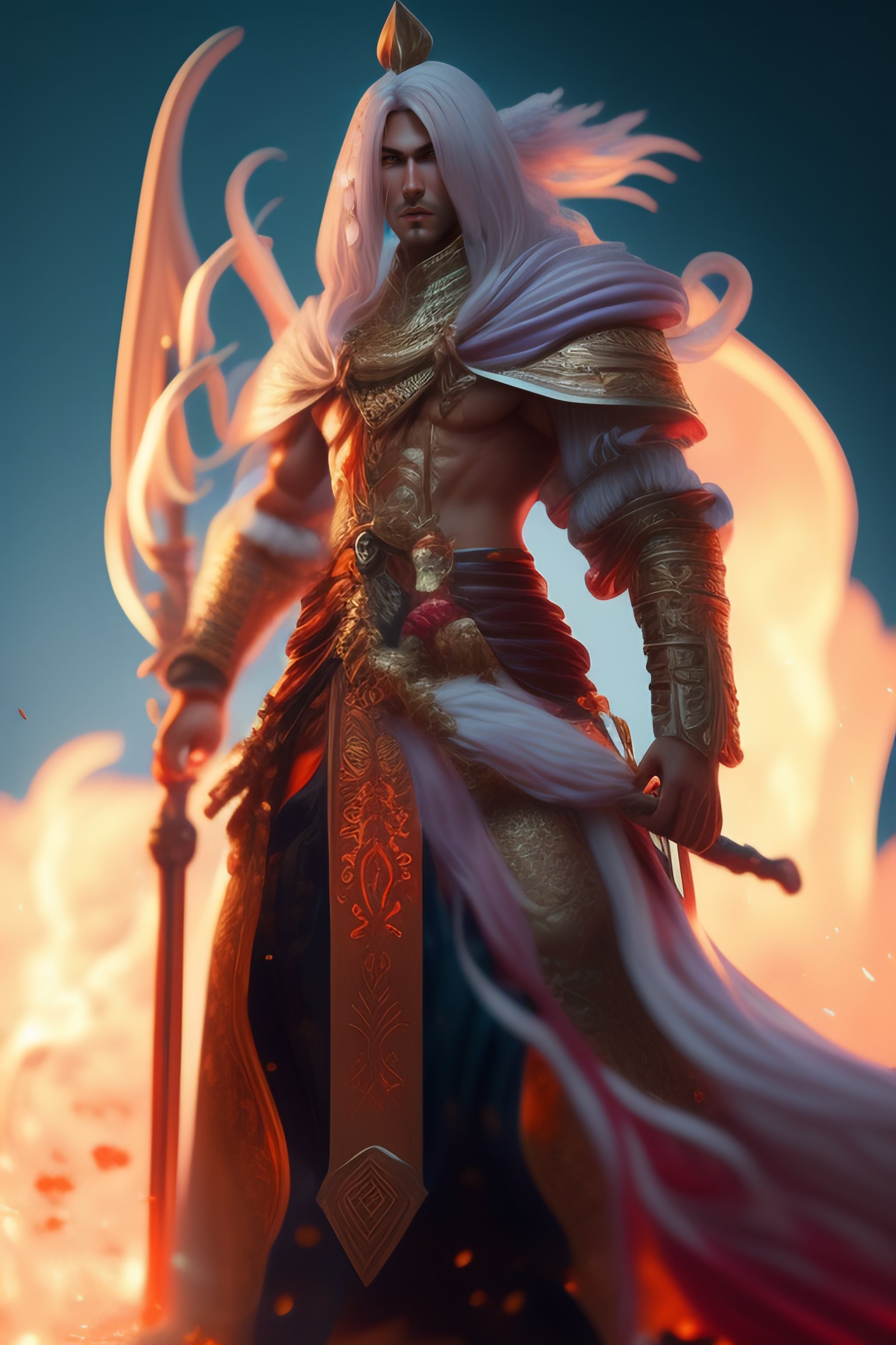 Lexica - Professional full body figure illustration of fire hashira ...