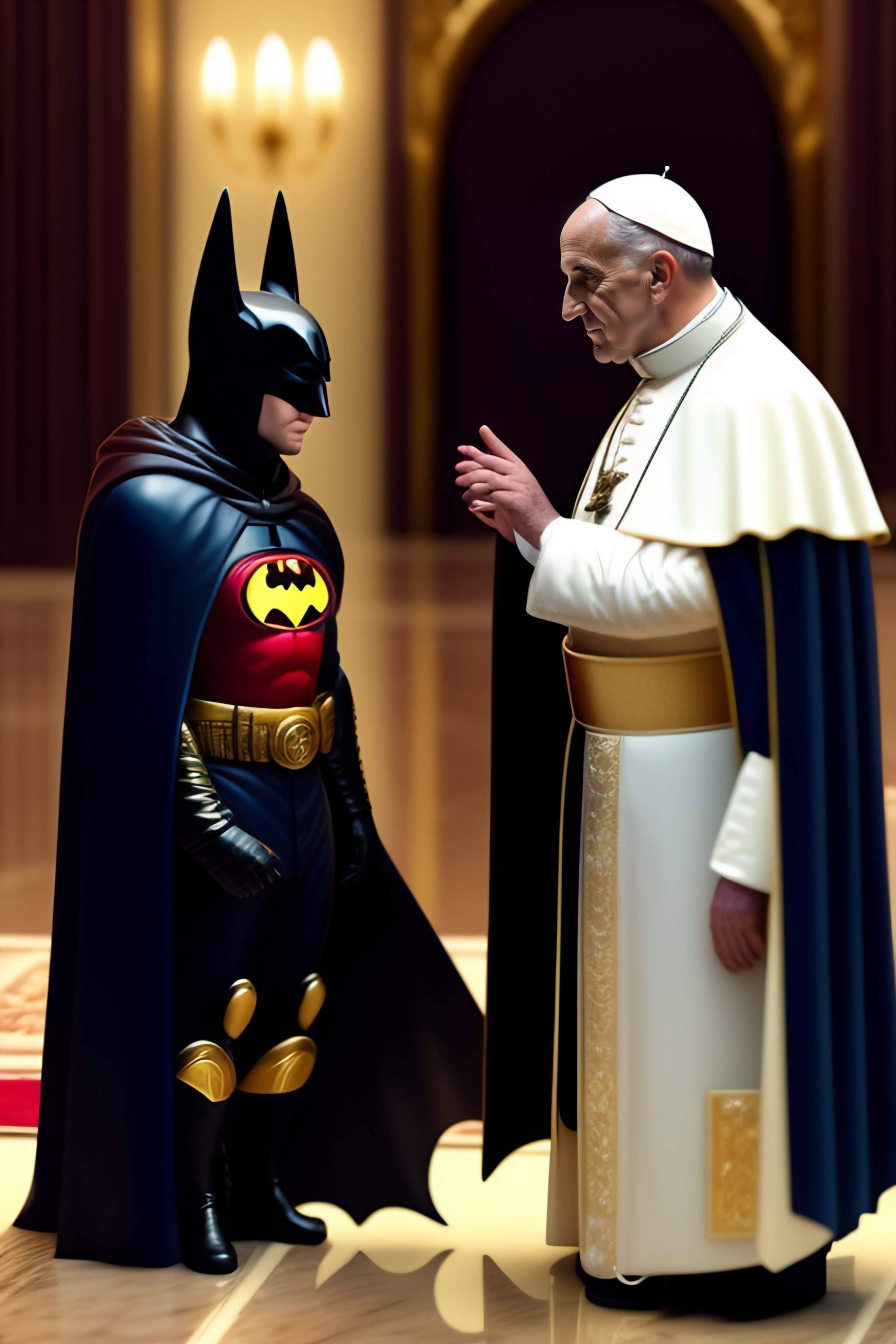 Lexica - Pope cartoon with real batman