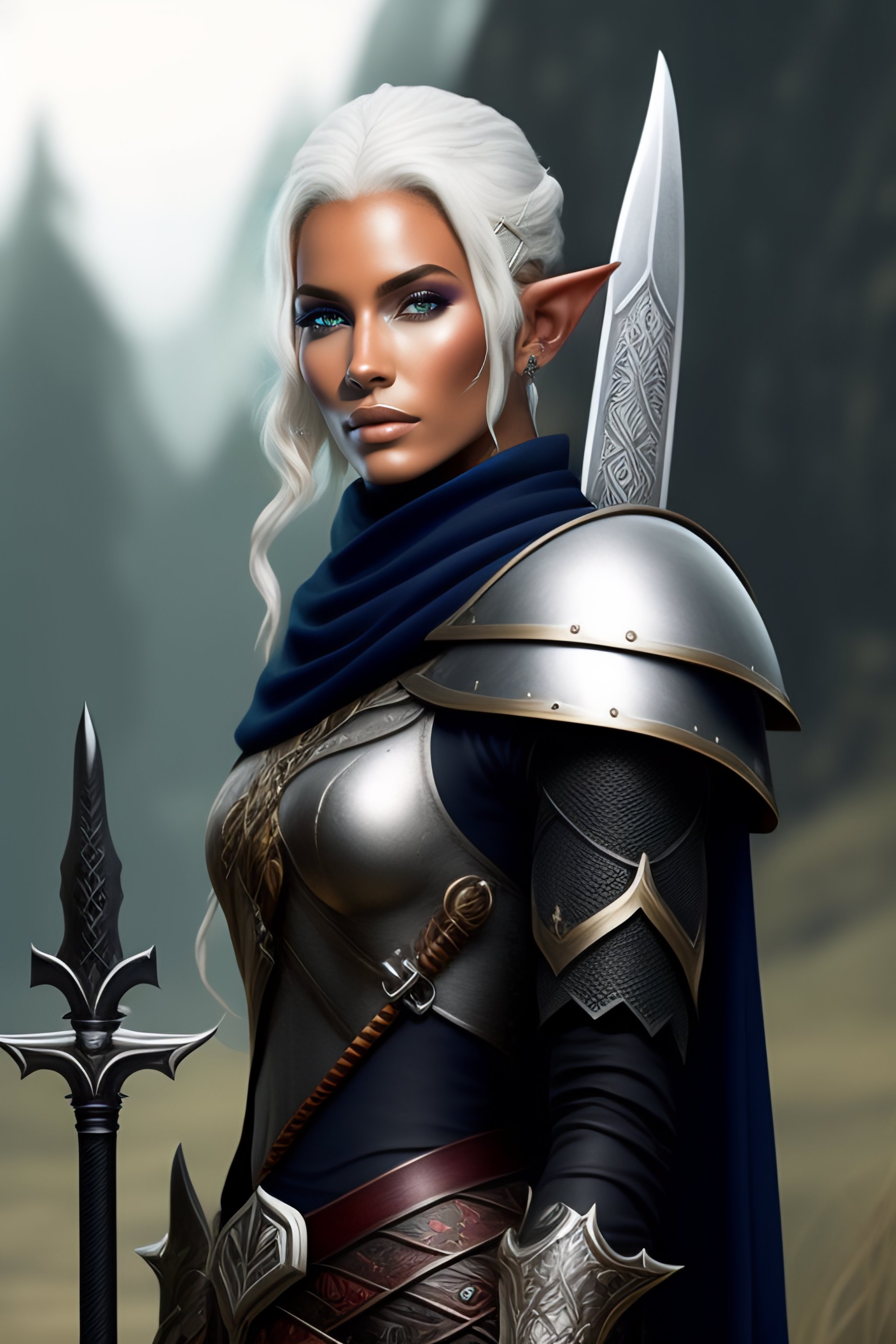 Lexica - Grey skinned ranger elf with black sword