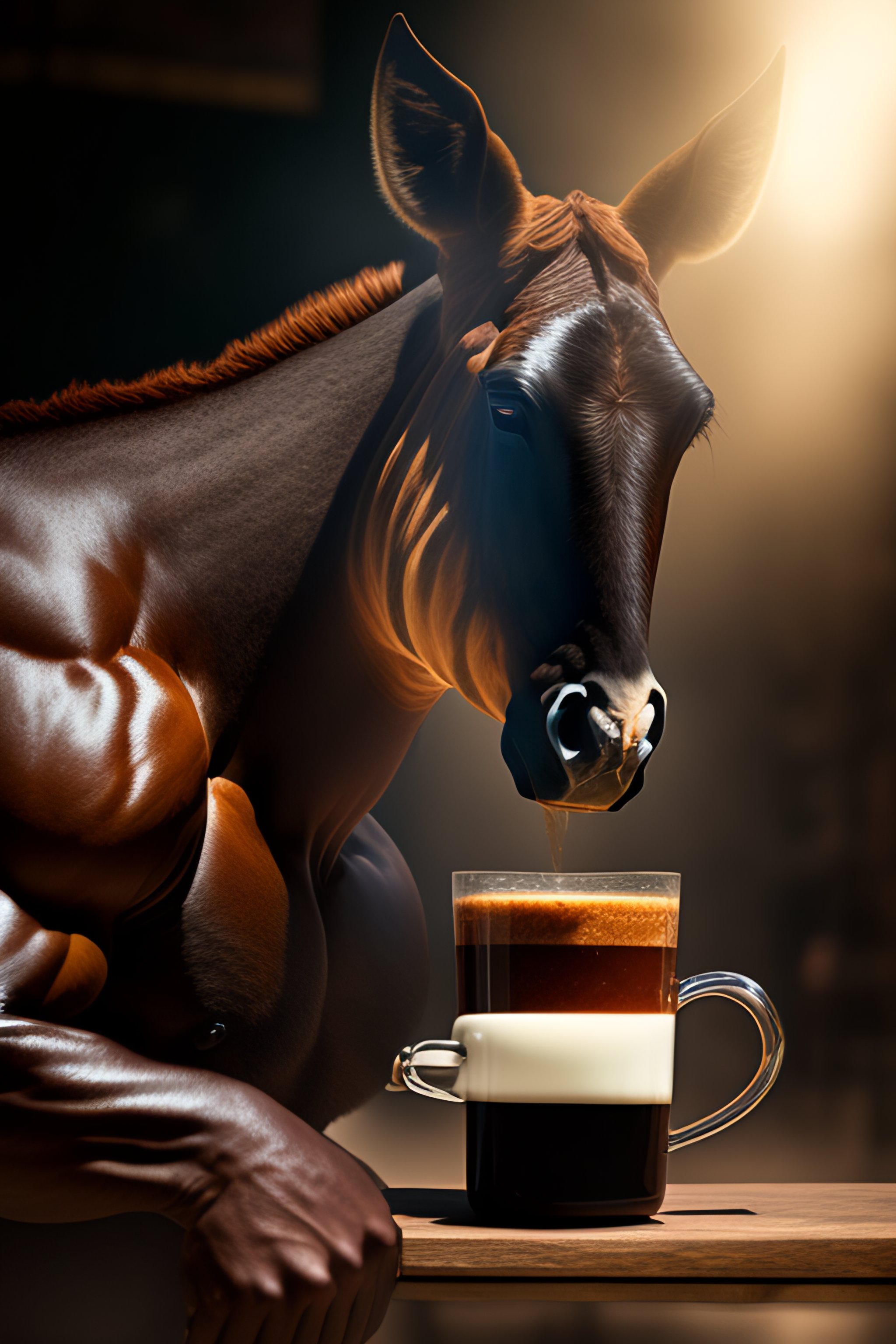 Lexica - Gigante musculoso lobo cafe