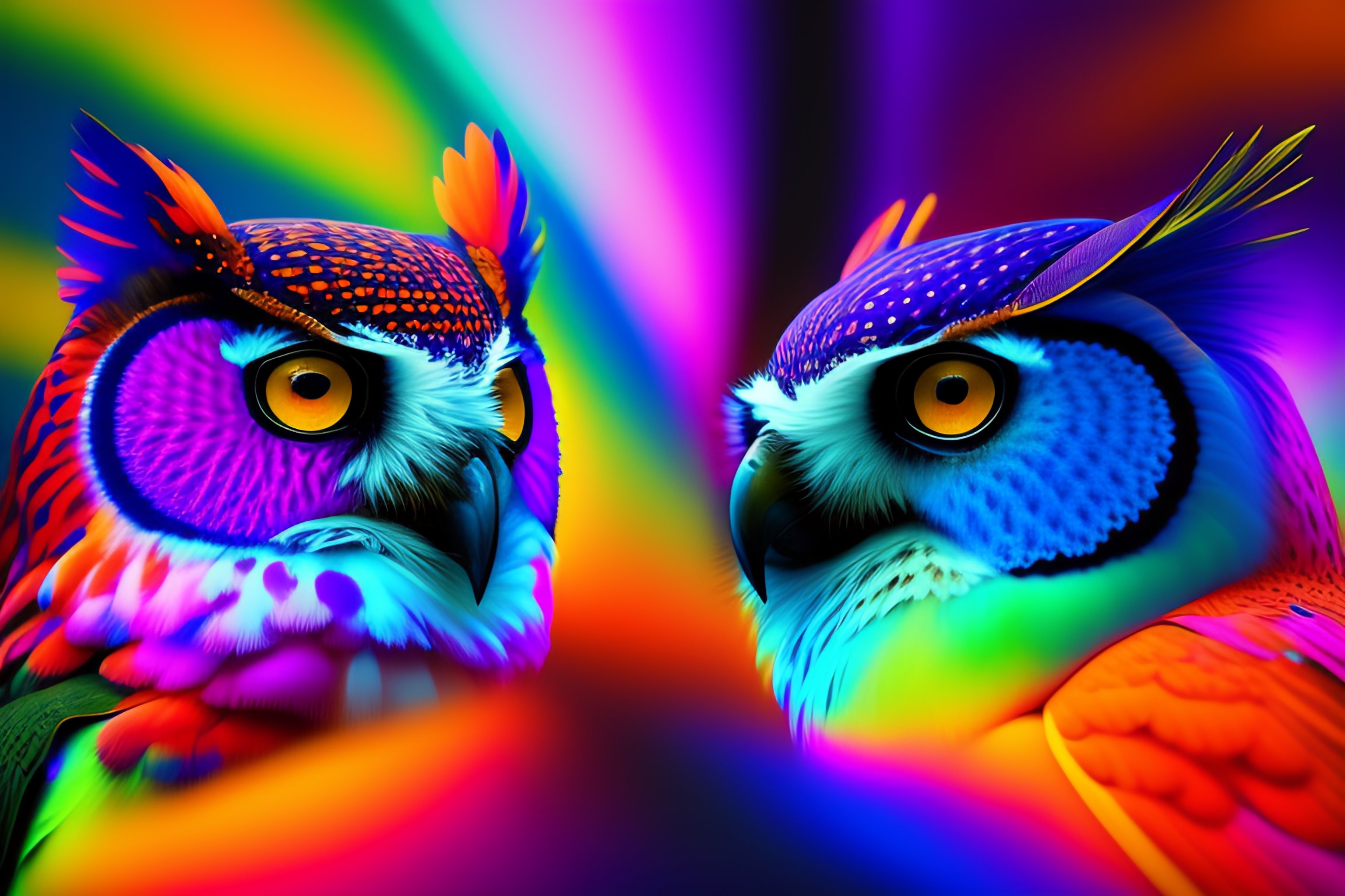 Lexica - Picture of colourful and diverise owls flying together in the ...