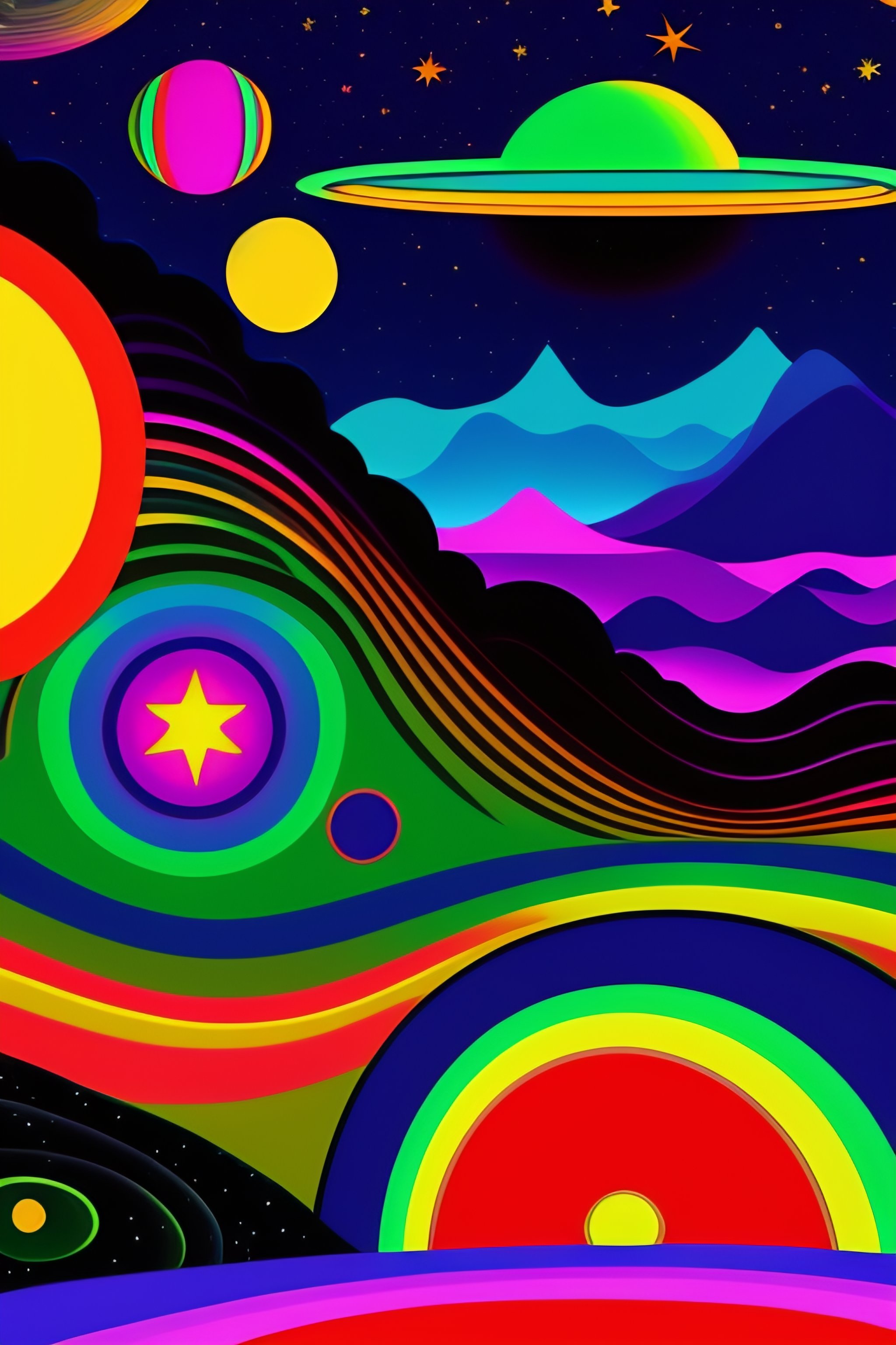 Lexica - Psychedelic Vintage full Shot 1960's cartoon Poster with hippy ...