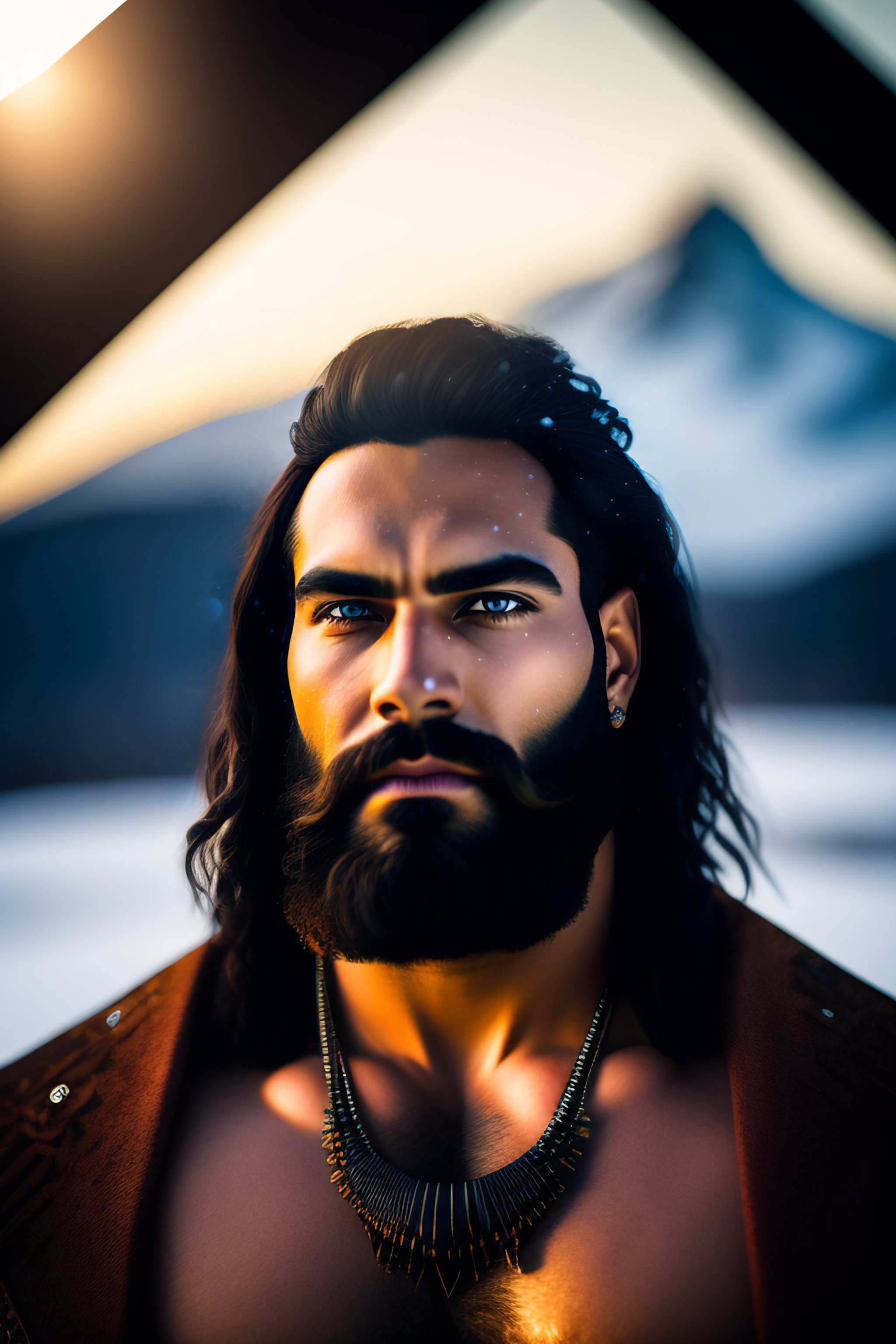 Lexica - Photo realistic portrait of barbarian, male, black hair, black ...