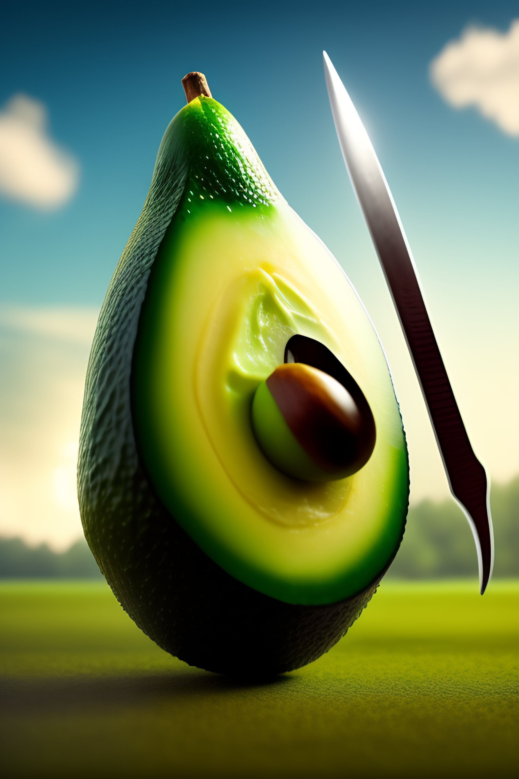 Lexica - Avocado the warrior with a sword and a shield