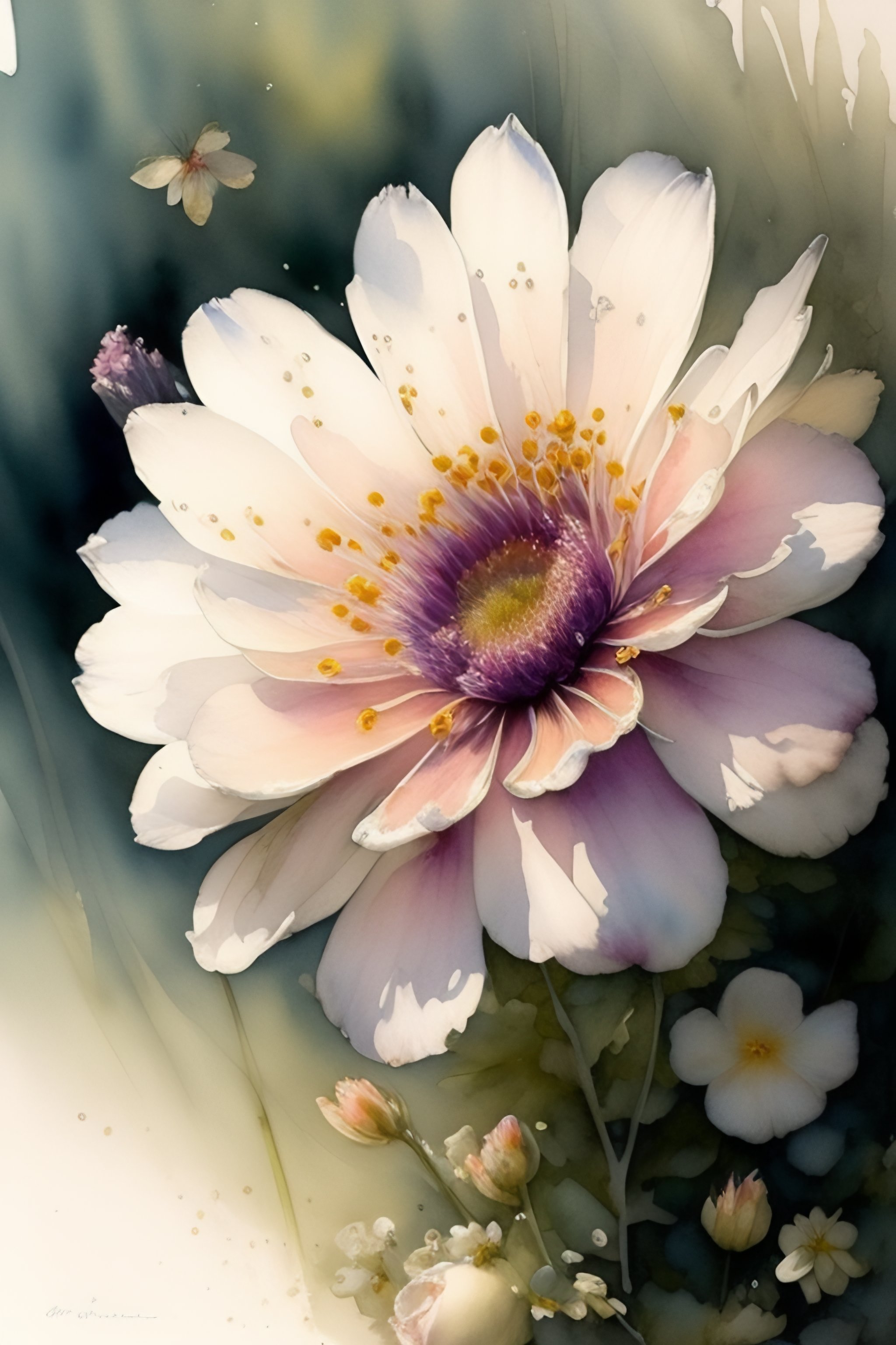 Lexica - Muted color!! watercolor of flowers,painterly, granular ...