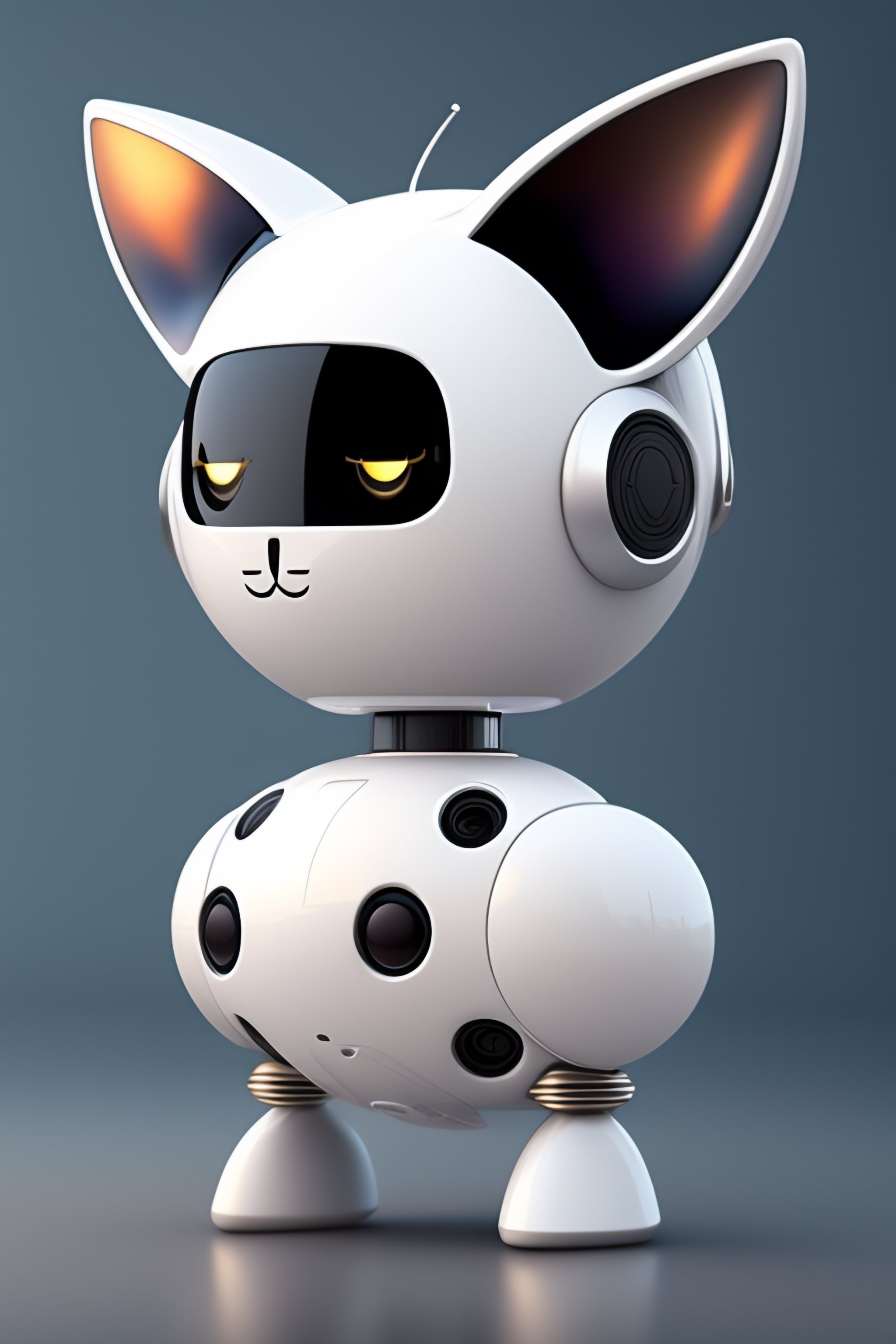 Lexica - A cute little hovering white robot with cat ears, designed by ...