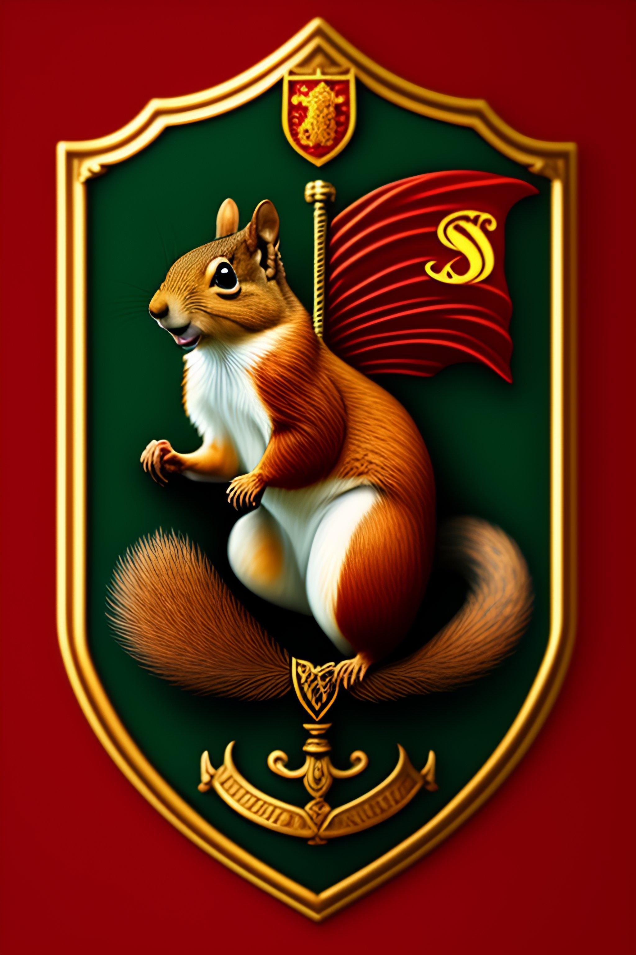 Lexica - Gryffindor crest with a squirrel inside and a letter S