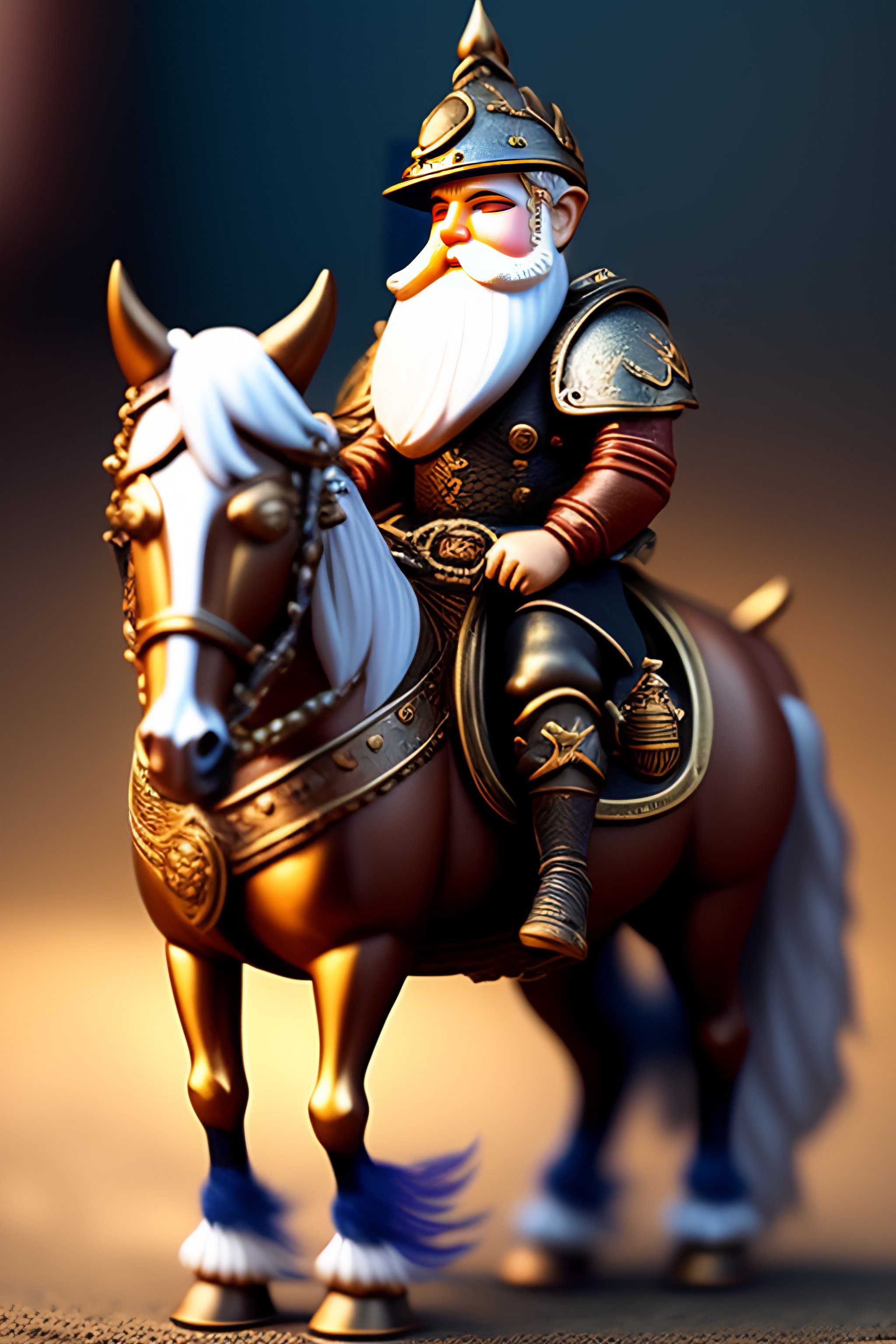 Lexica - Mechanical clockwork gnome warrior with lance riding a tin horse