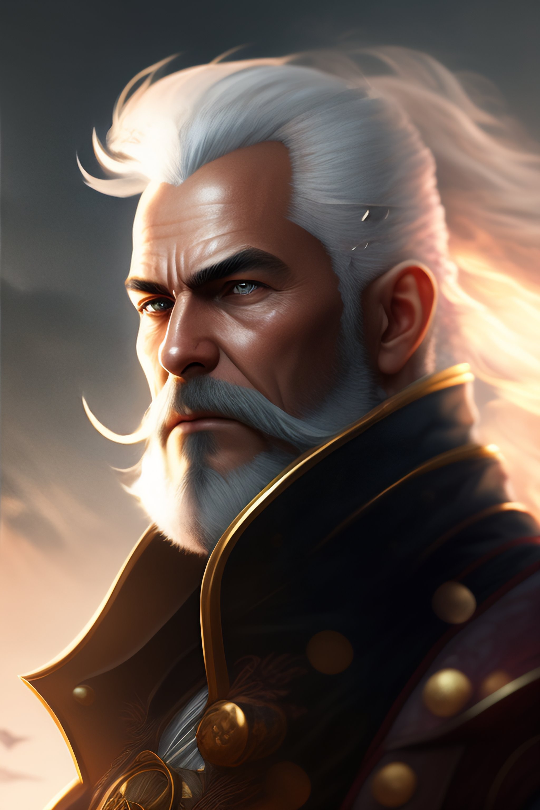 Lexica - Old man pirate captain, tricorn, white hair and beard, sea ...