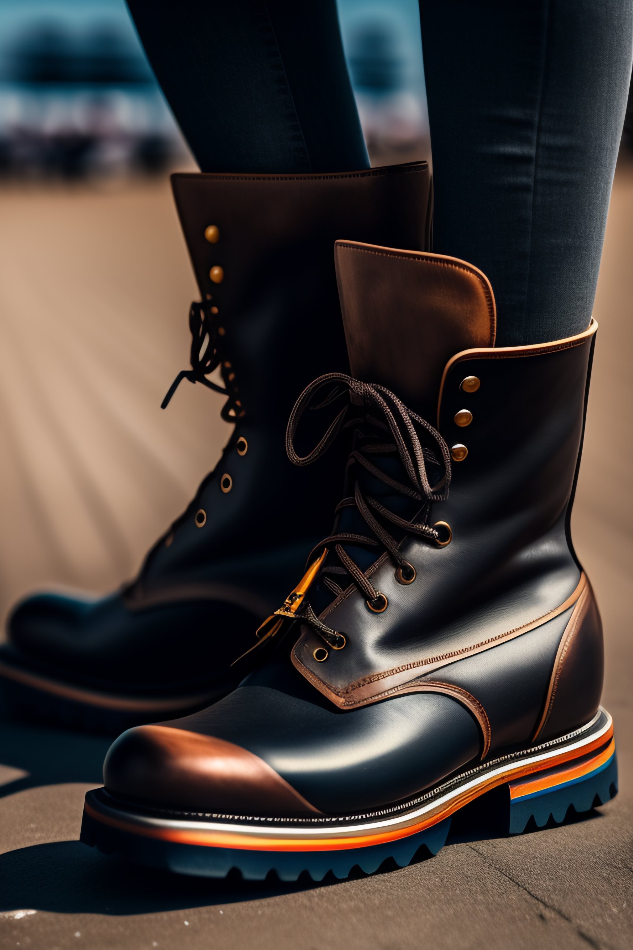 Lexica - A person wearing boots that are made from Lamborghini parts ...