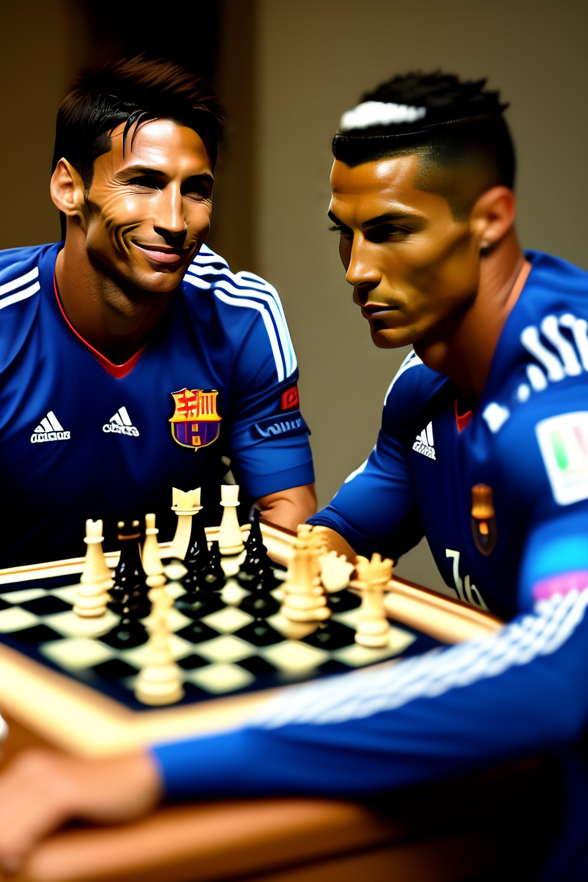 Lexica - Lionel Messi and Cristiano Ronaldo playing chess