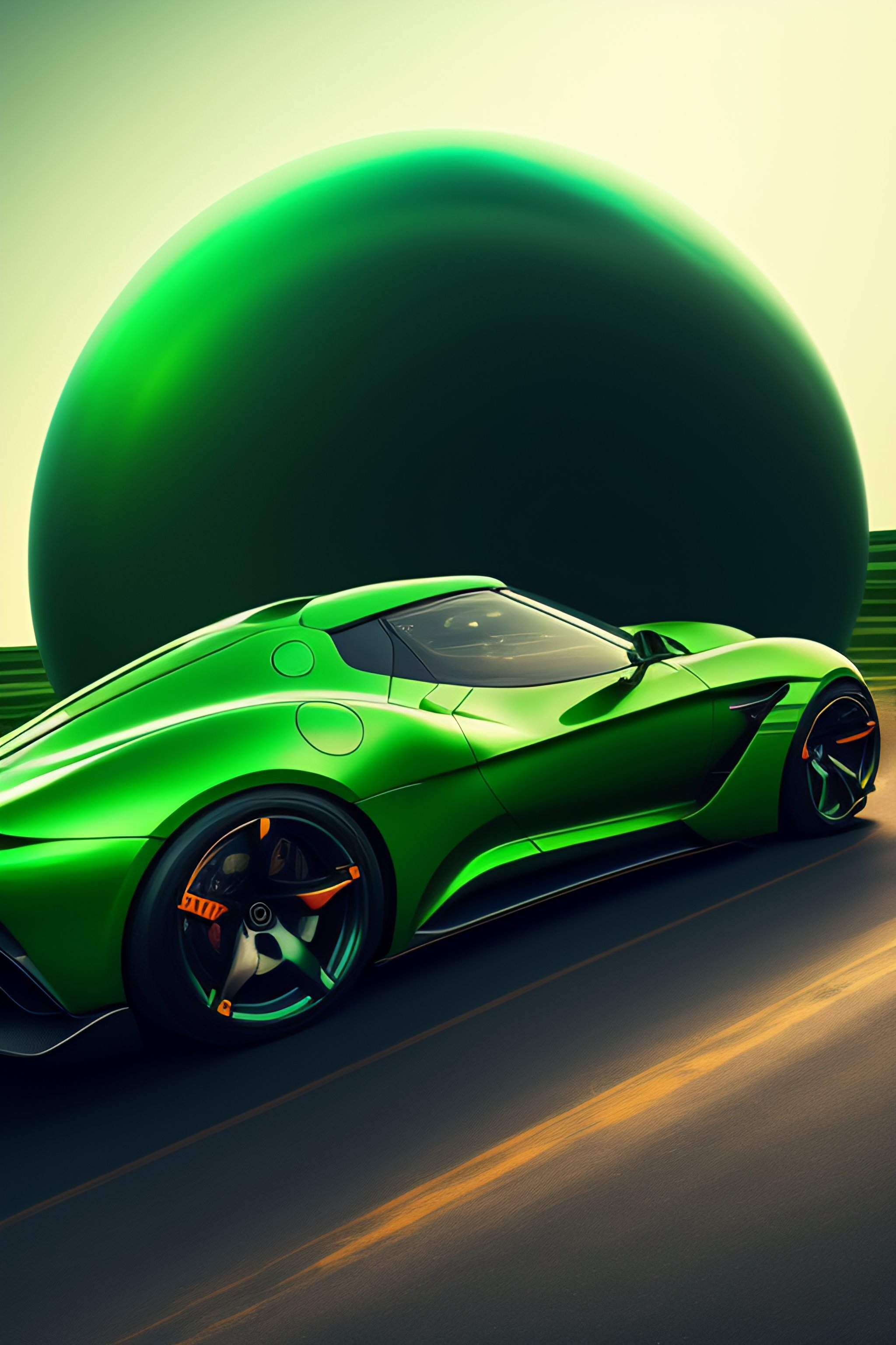 Lexica - Green sports car in space