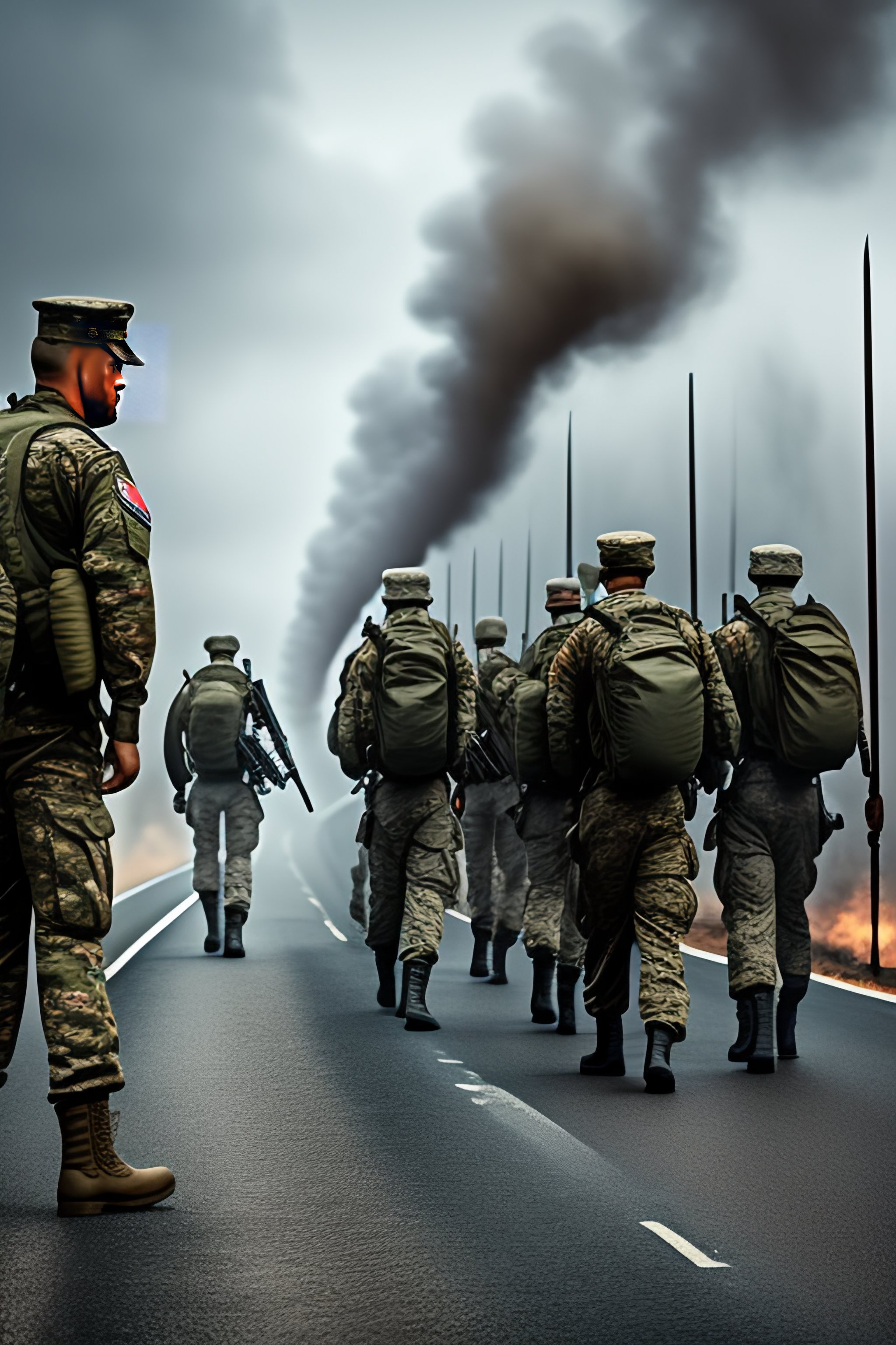 Lexica - Military road block with sandbags and armed soldiers during ...