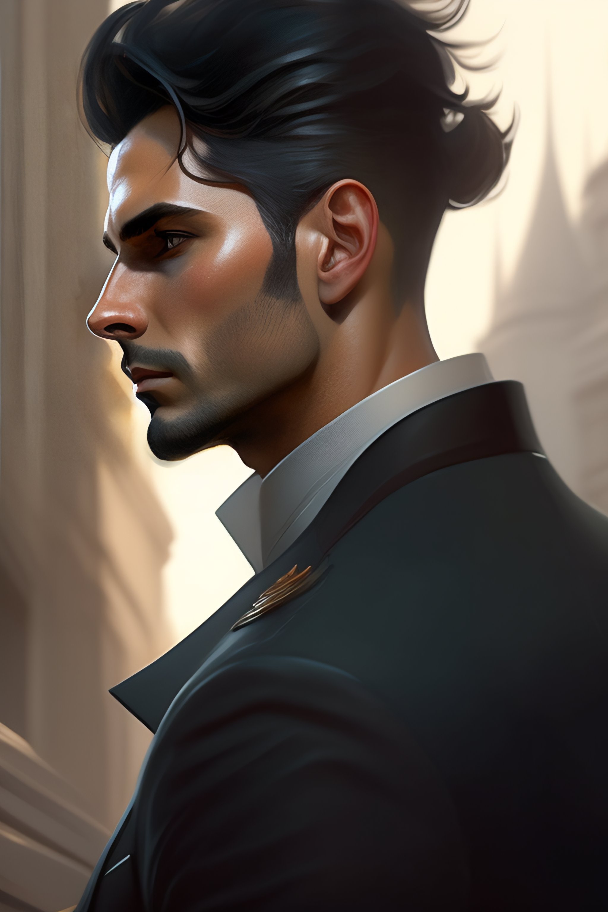 Lexica - Handsome guy, dark hair, profile view, elegant, highly ...