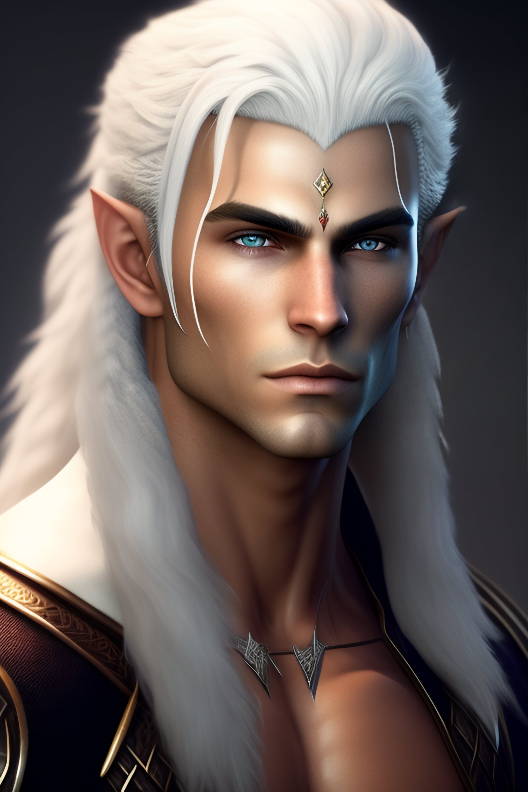 Lexica - Aryan male with pointed, slightly protruding elven ears, white ...