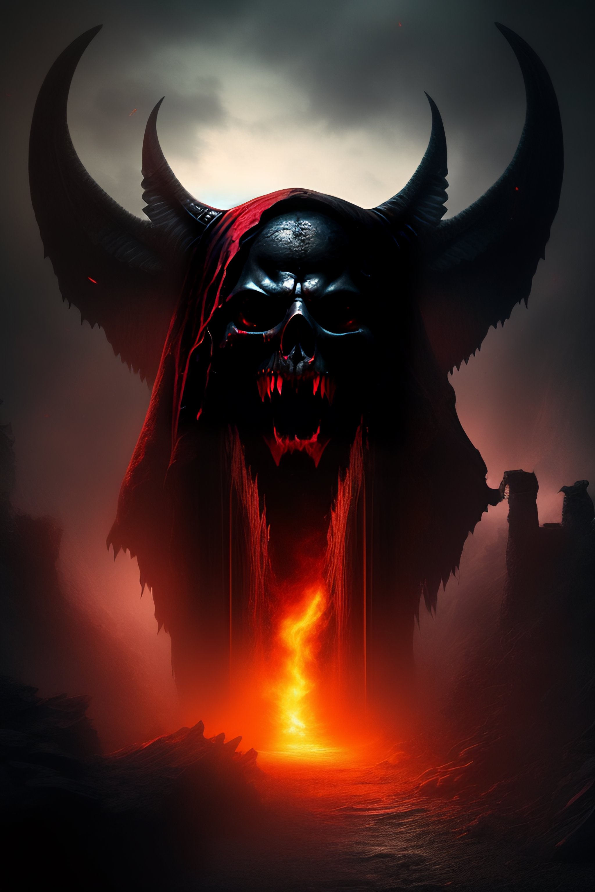 Lexica - Face a dementor with a reaped and scary tunica in hell, above ...