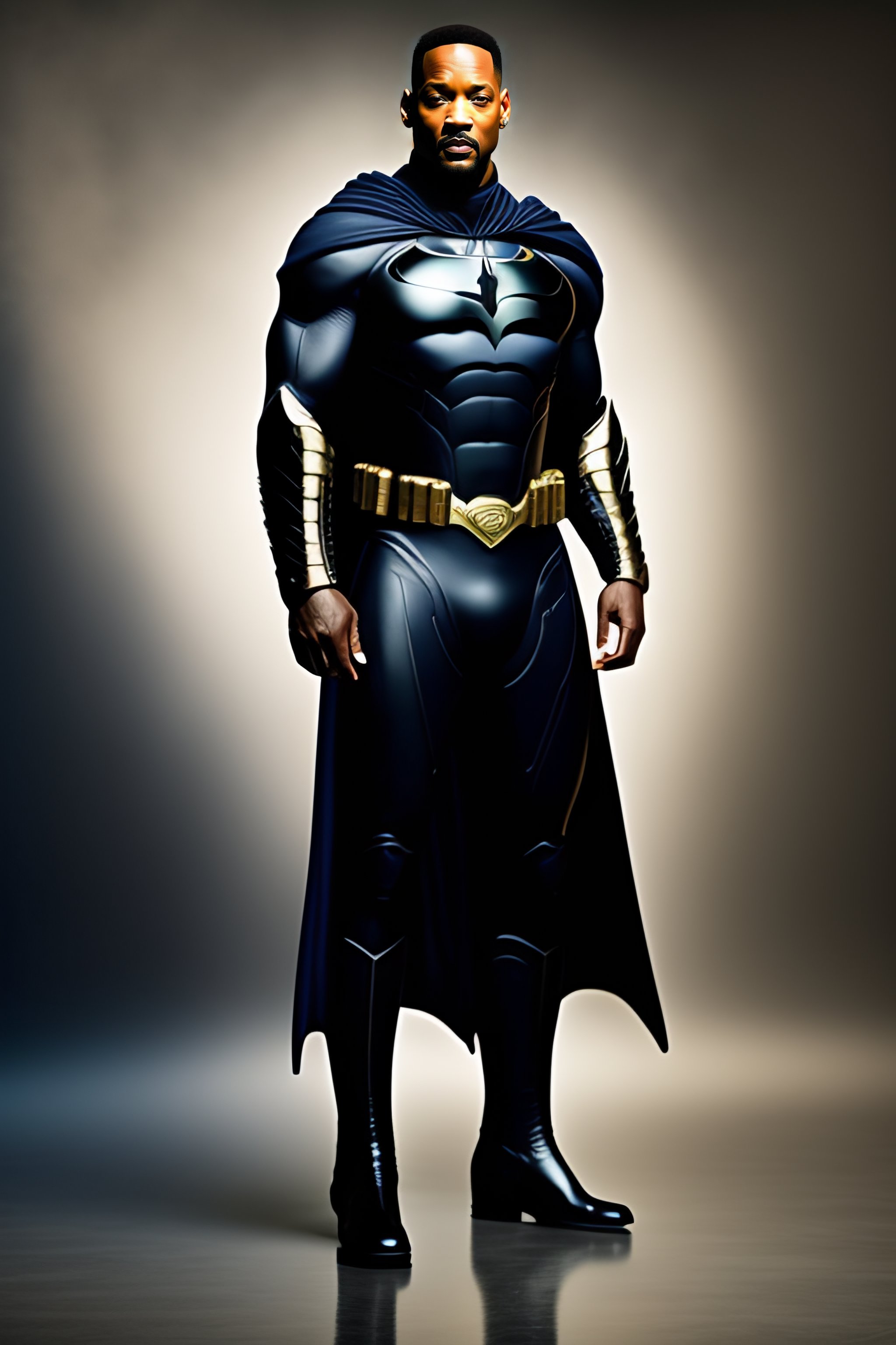 Lexica - Will Smith as bruce wayne with batsuit in batman movie, full body