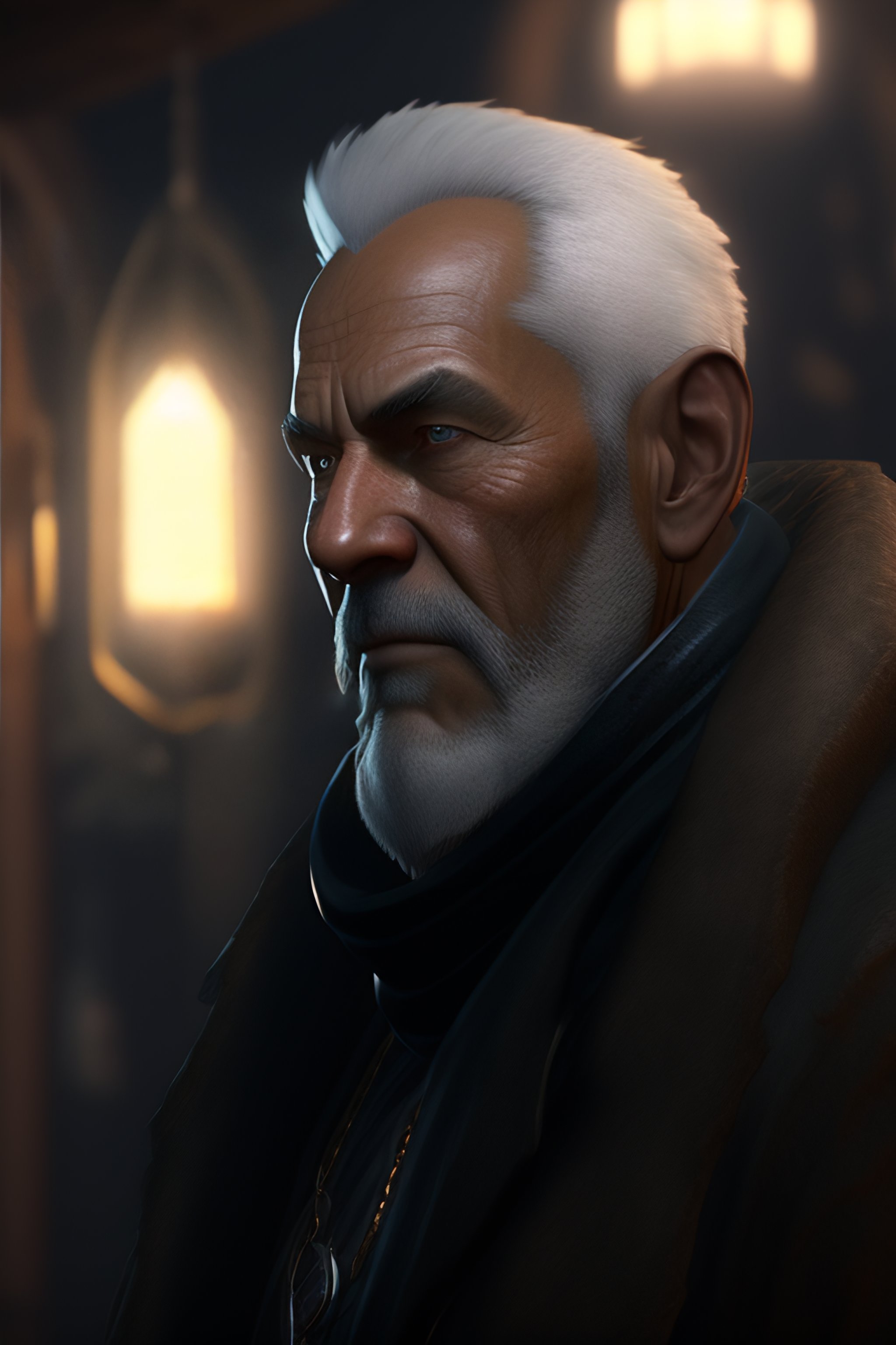 Lexica - Old man, wrinkled face, gray hair, catacombs, dirty thief wear ...