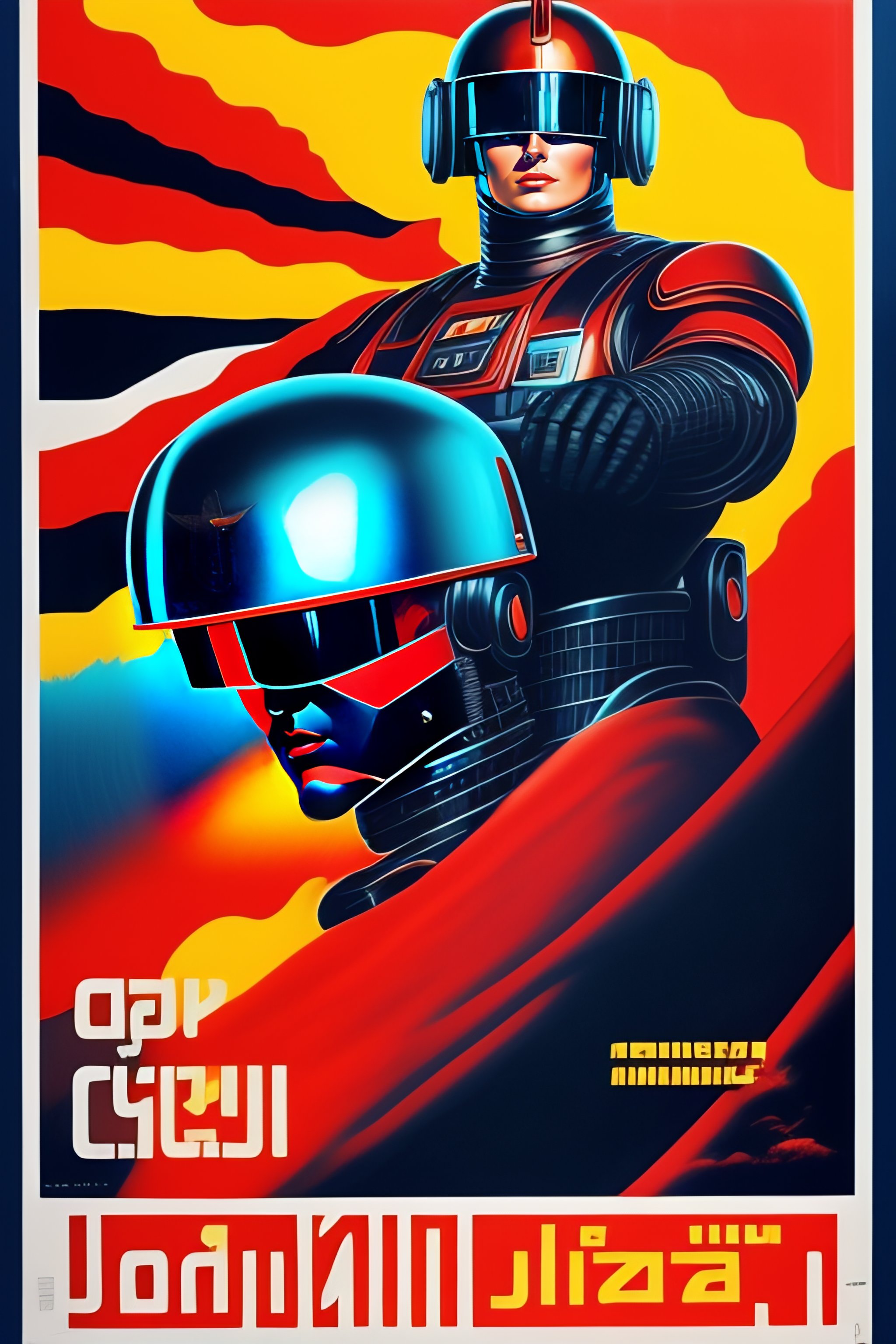 Lexica - Soviet poster of robocop piloting a helicopter in iceland