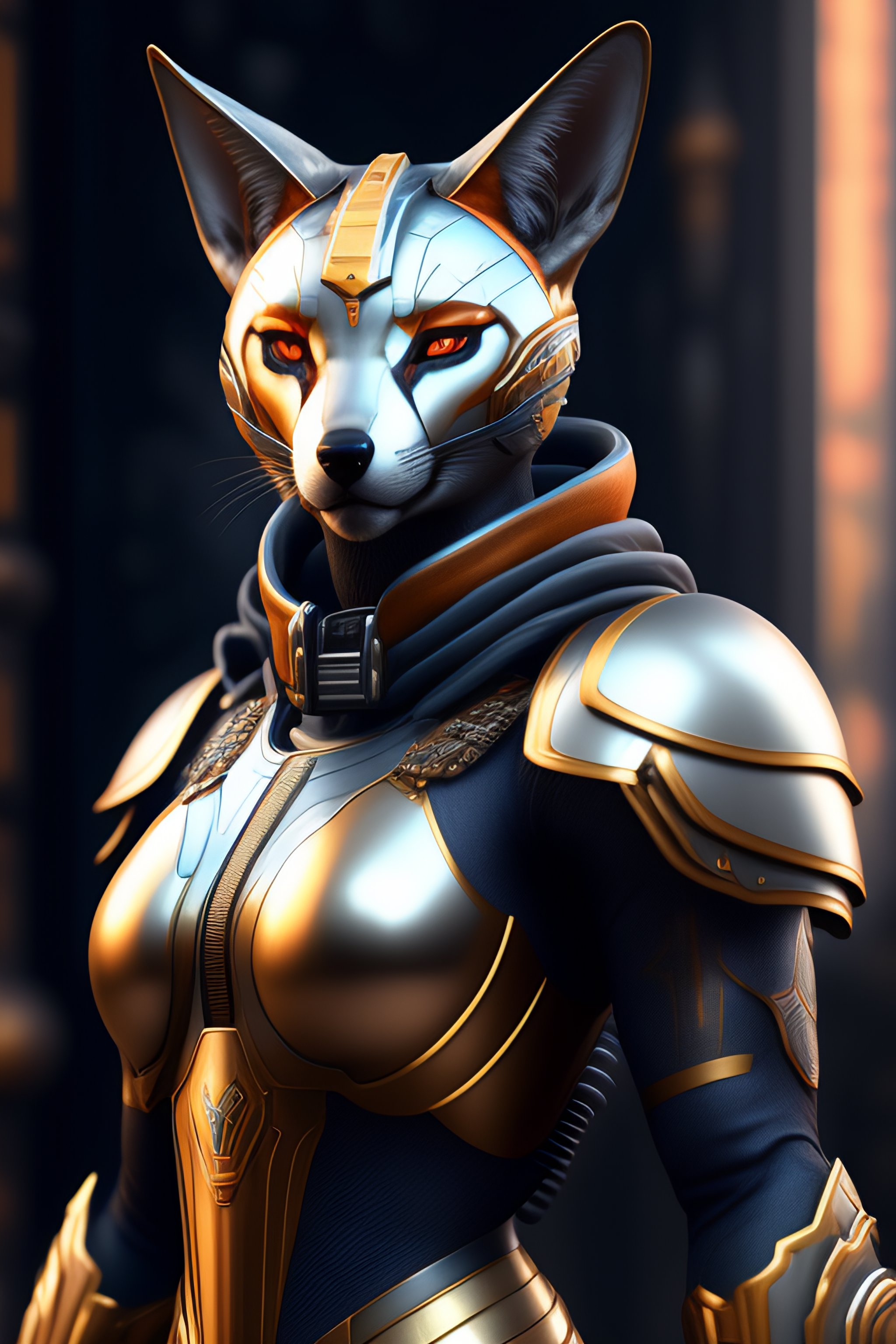 Lexica - 280 / 5 000 Portrait painting of a cybernetic gray fox with ...